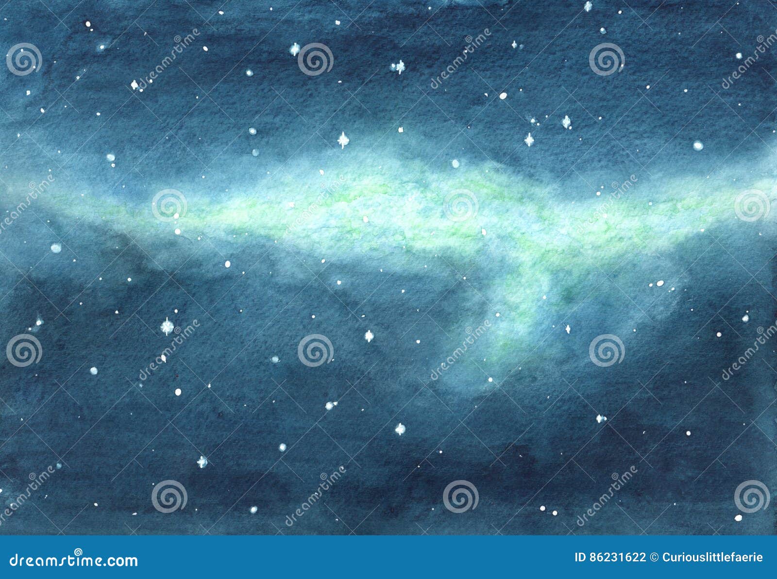 Watercolor Abstract Space with Stars Stock Illustration - Illustration ...