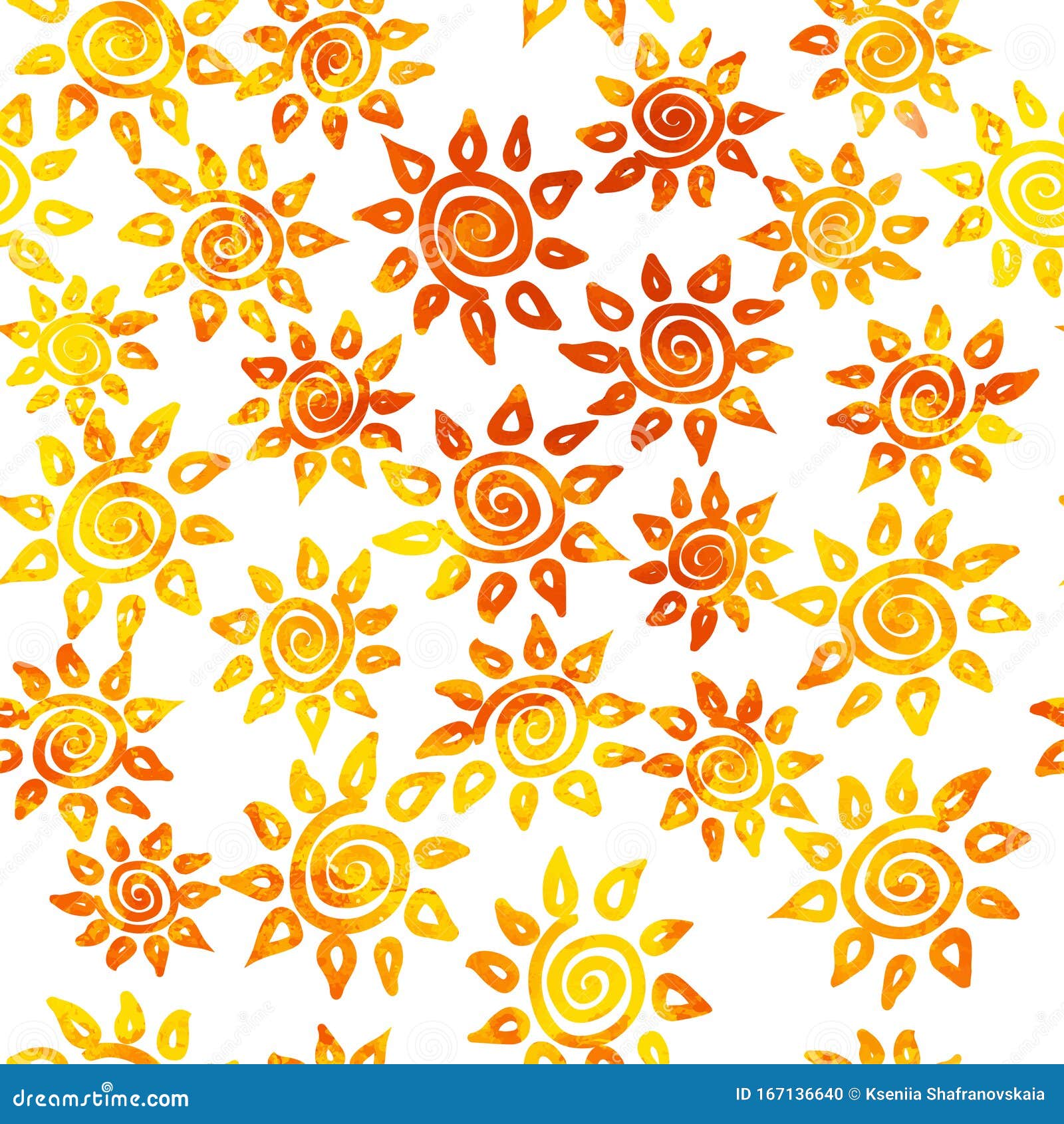 Watercolor Abstract Sun Vector Pattern Stock Vector - Illustration of ...