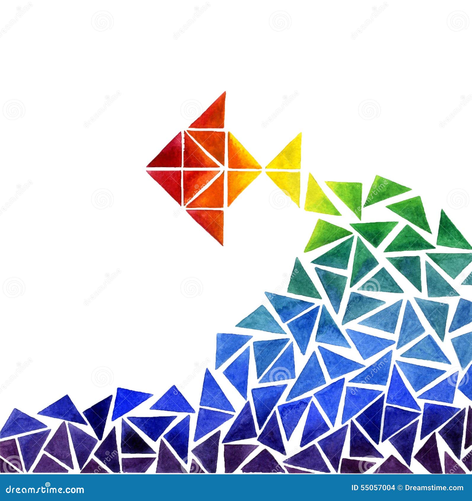 Watercolor Abstract Triangles Print Fish Stock Illustration ...