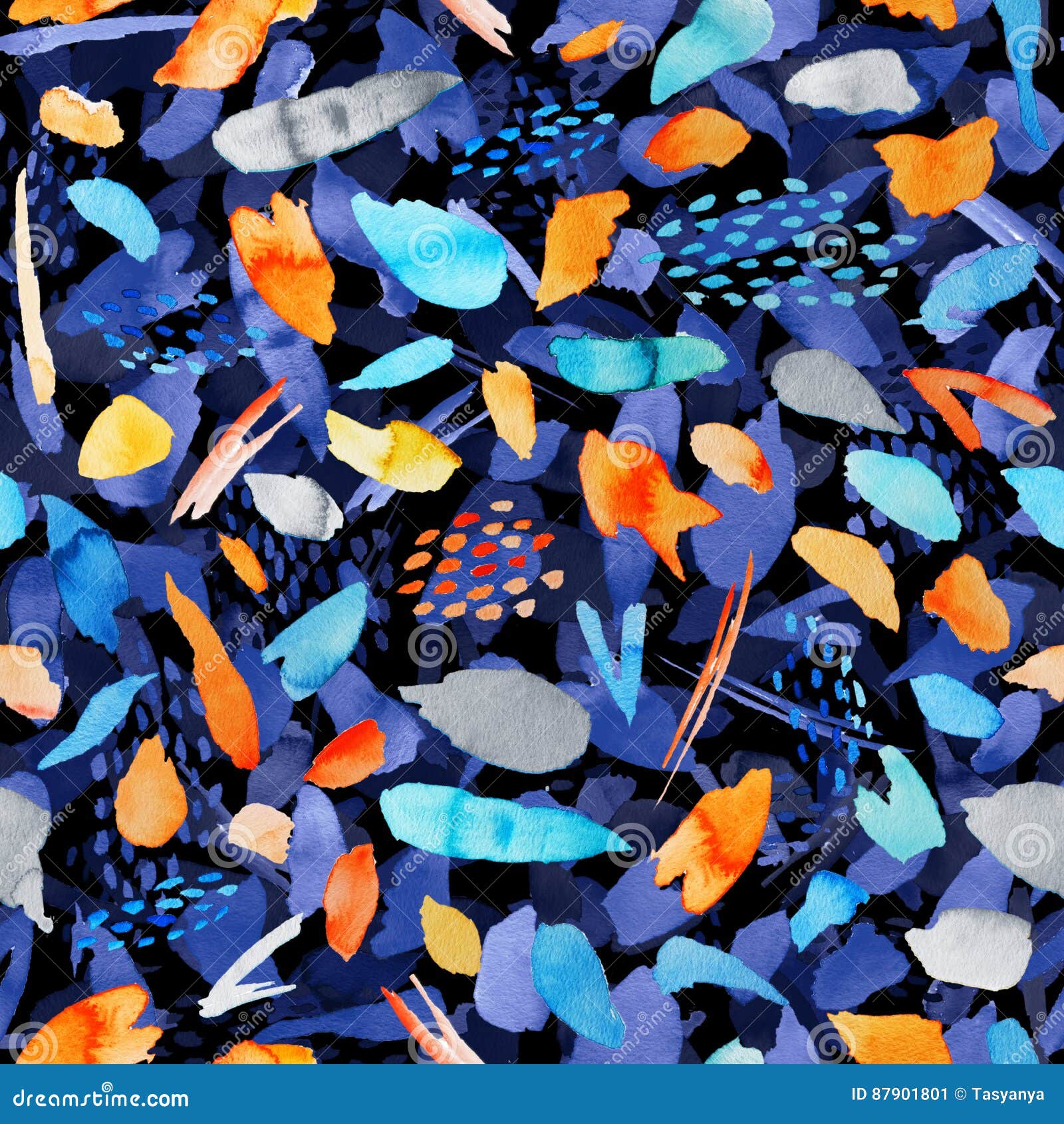 Watercolor Abstract Vibrant Seamless Pattern Stock Image - Image of ...