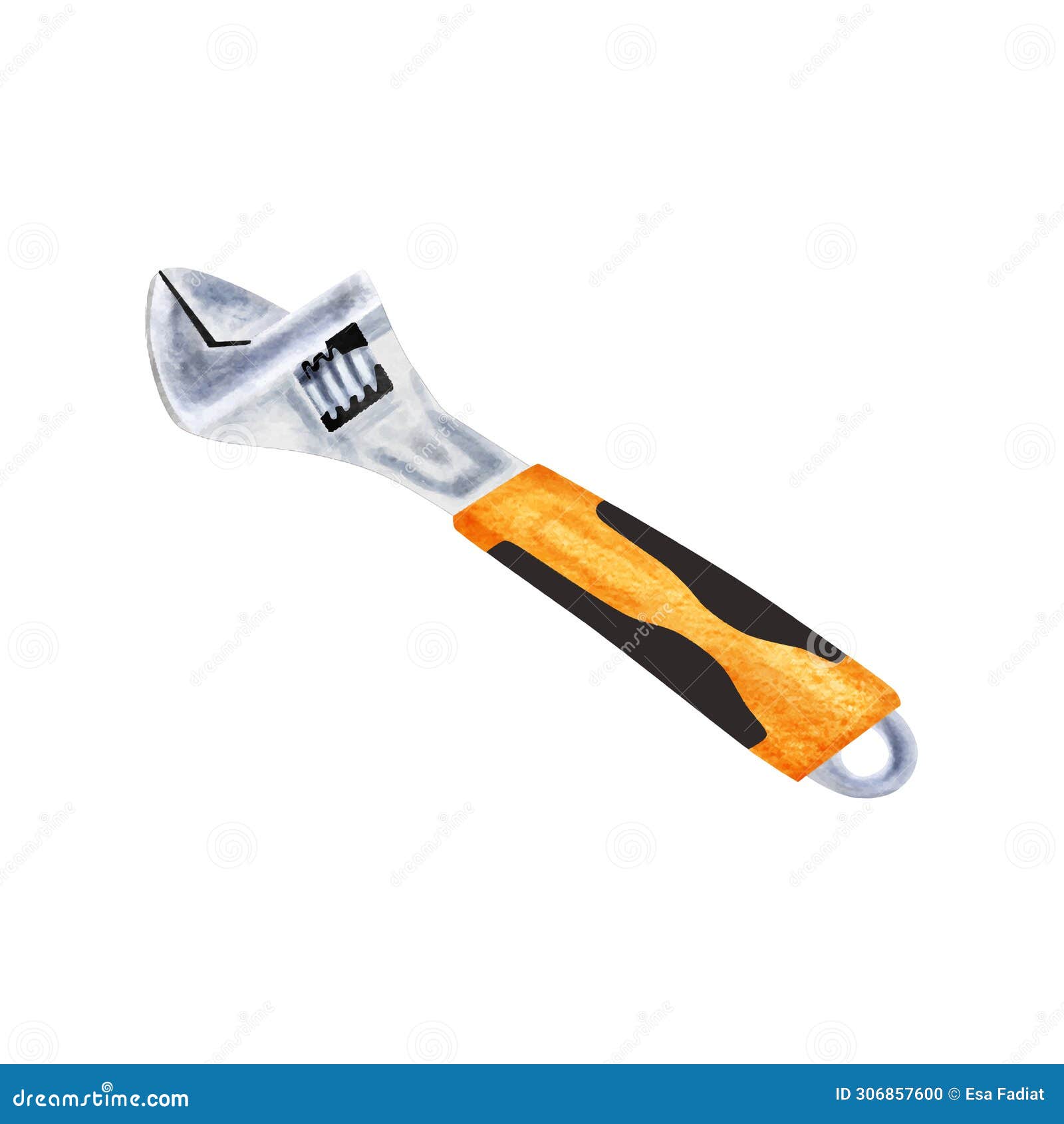 Watercolor Adjustable Spanner Isolated on White Background. Hand Drawn ...