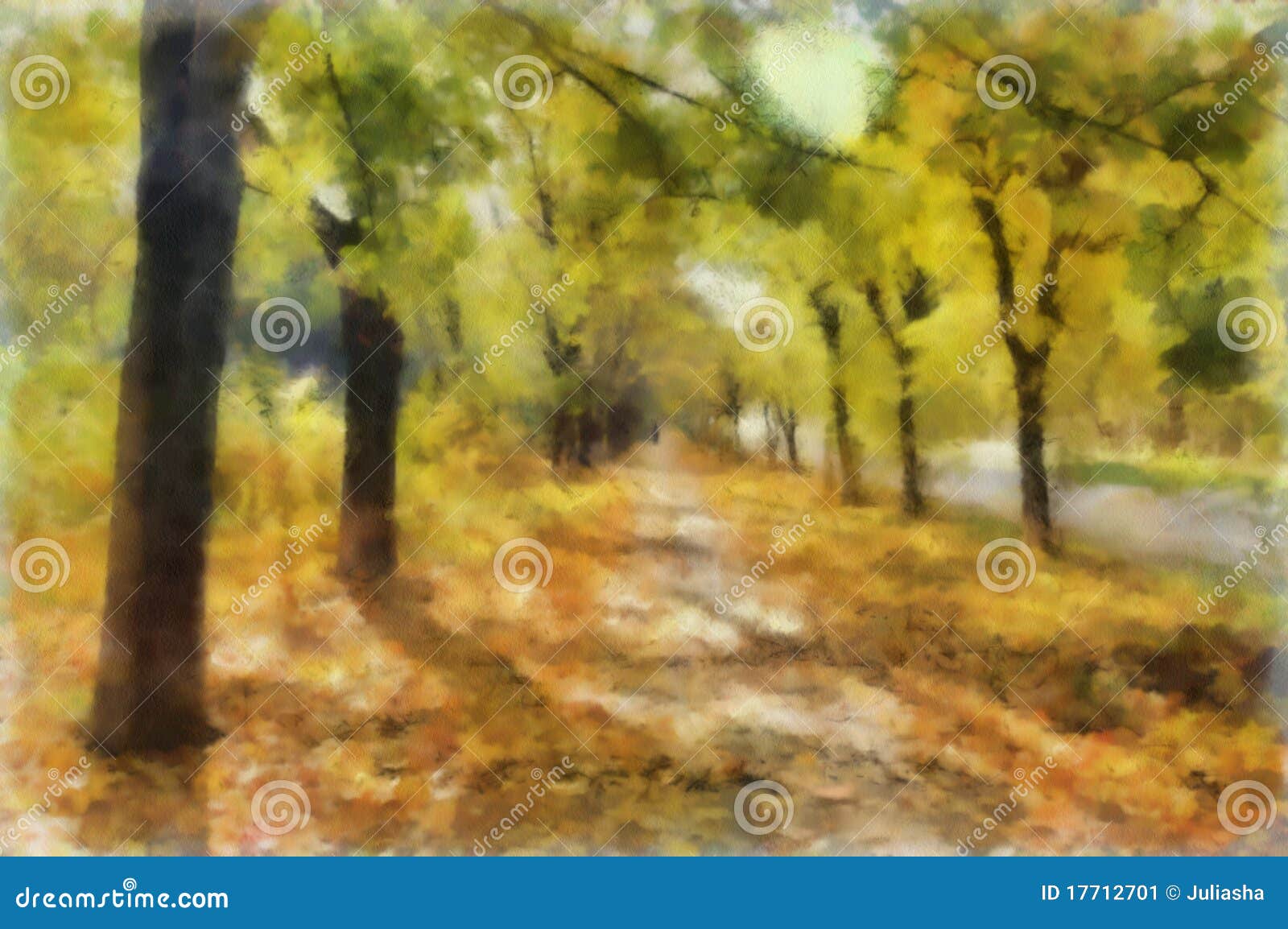 Watercolor alley stock illustration. Illustration of forest - 17712701