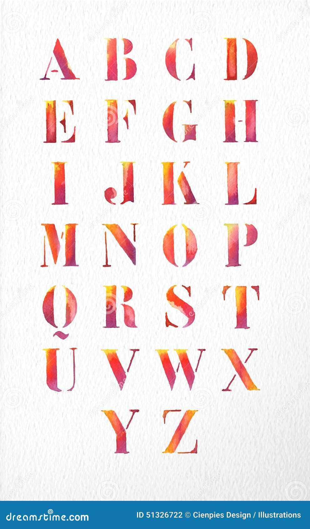 Watercolor Alphabet Font Set Illustration Stock Vector - Illustration ...