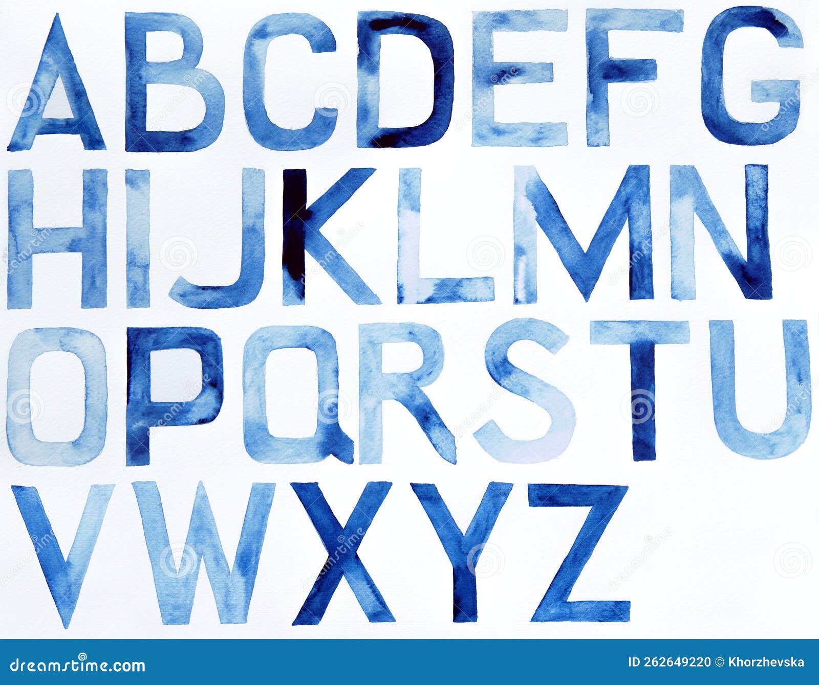 Watercolor Alphabet. Latin ABC Stock Illustration - Illustration of ...