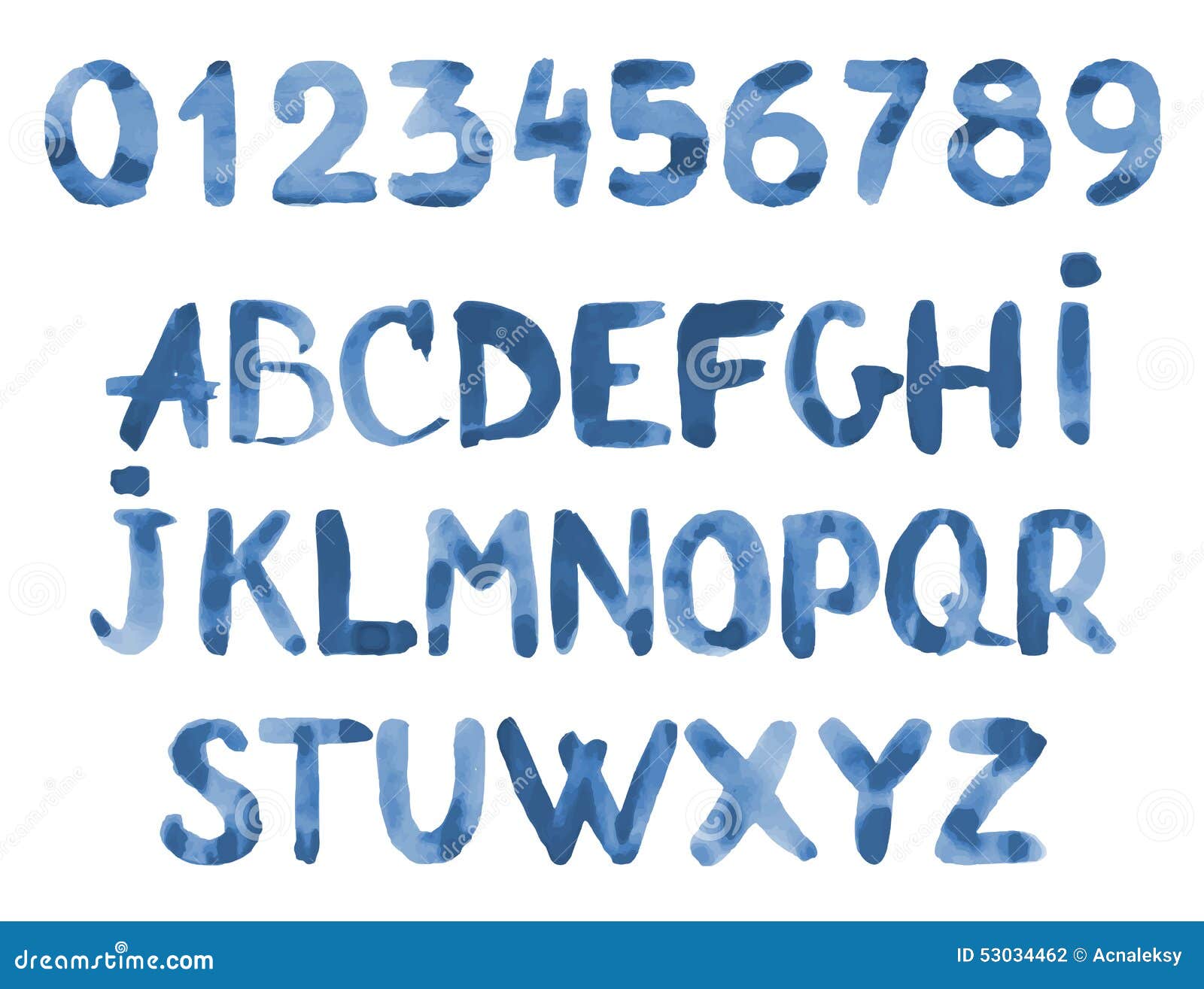 Watercolor Alphabet stock vector. Illustration of modern - 53034462