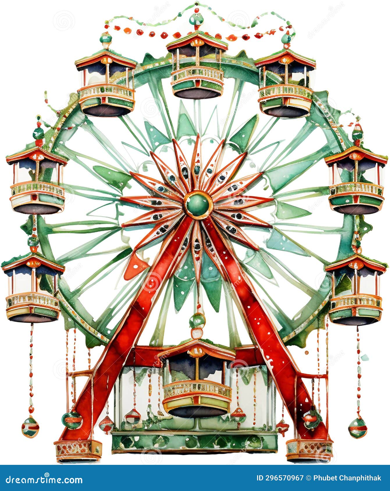 Watercolor Amusement Park Clipart Circus Carnival Attraction Park ...