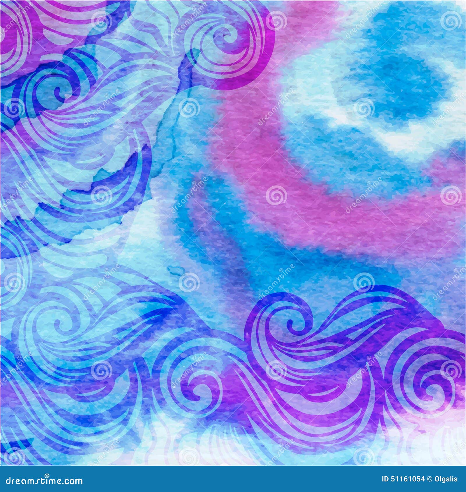 Watercolor Aqua Vector Background-abstract Hand Drawn Painting. Stock ...