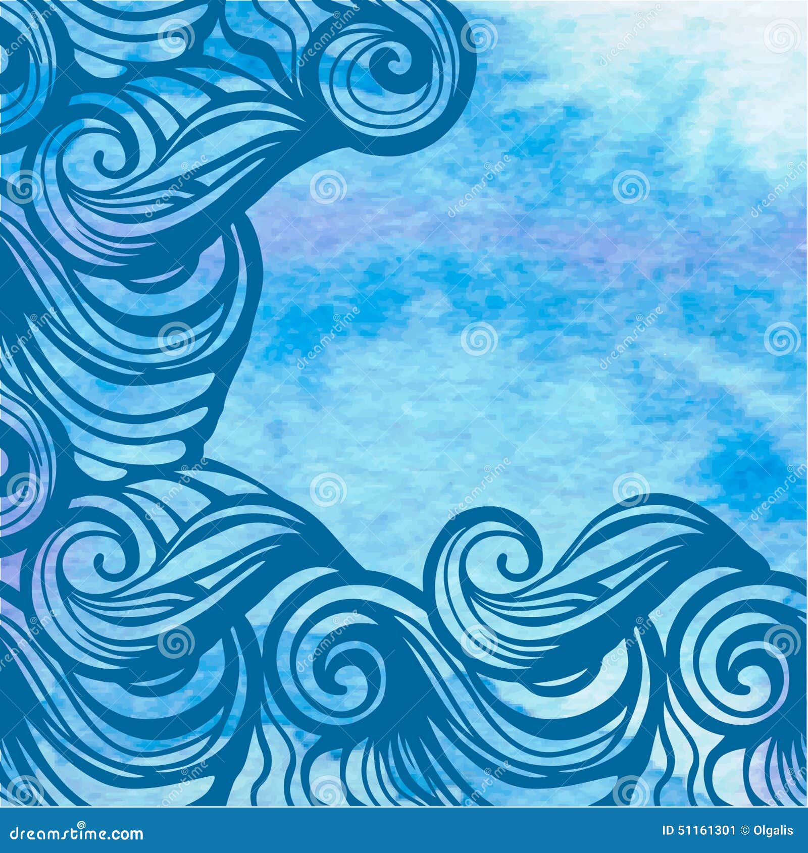 Watercolor Aqua Vector Background-abstract Hand Drawn Painting. Stock ...