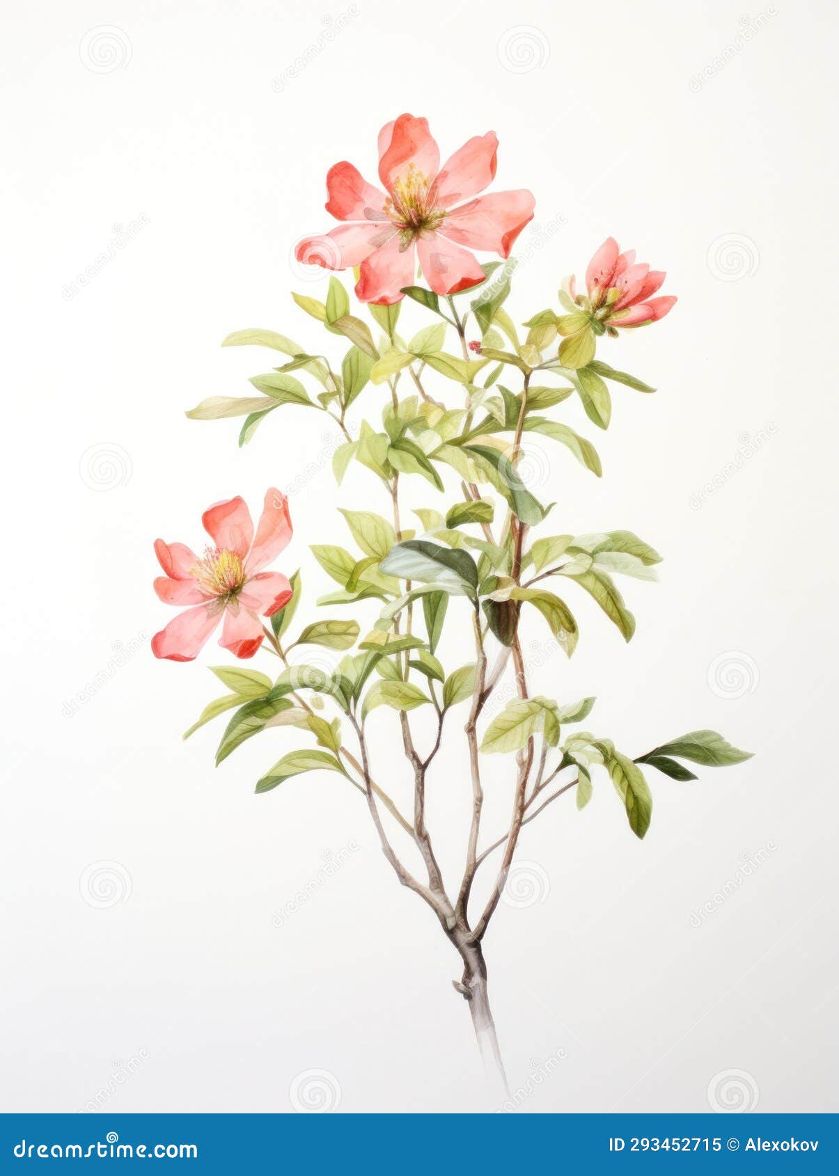 Watercolor Art of the Franklin Tree Flower on a White Backdrop AI ...