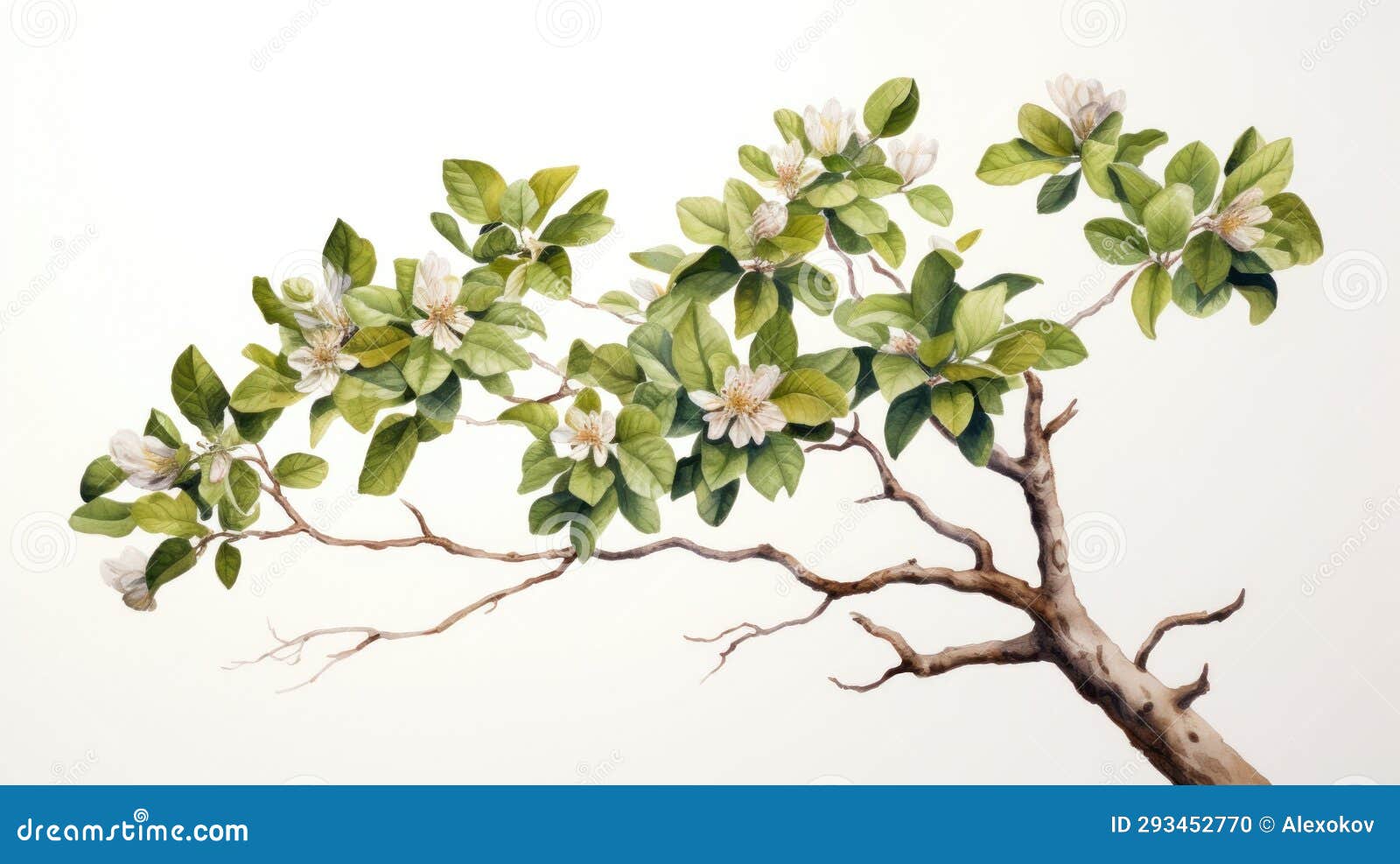Watercolor Art of the Franklin Tree Flower on a White Backdrop AI ...
