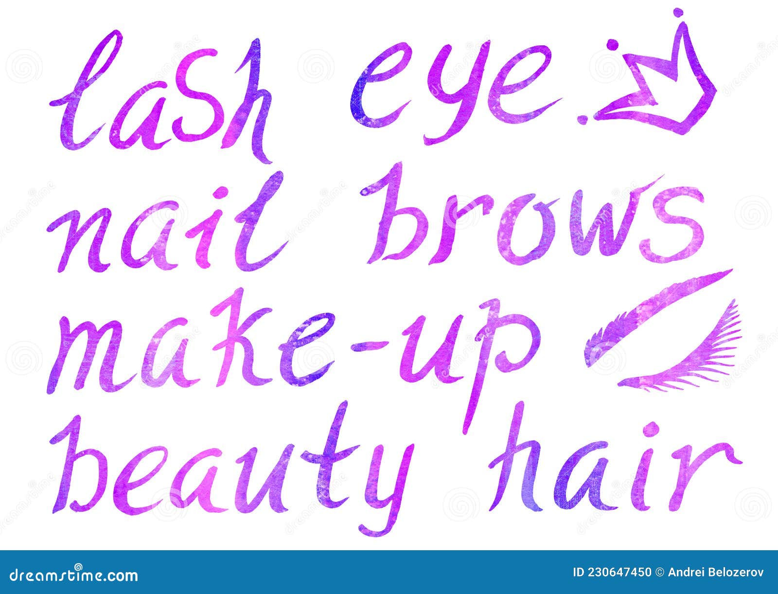 Watercolor Set of Makeup Elements on a White Background. Watercolour ...