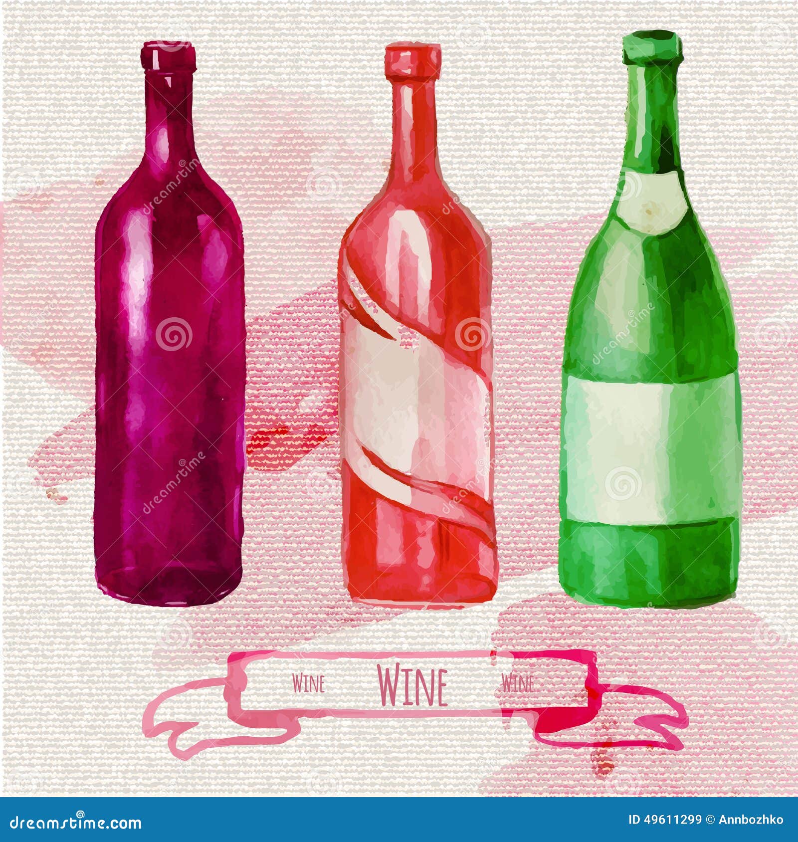 Watercolor Artistic Wine Bottle Stock Vector - Illustration of spots ...