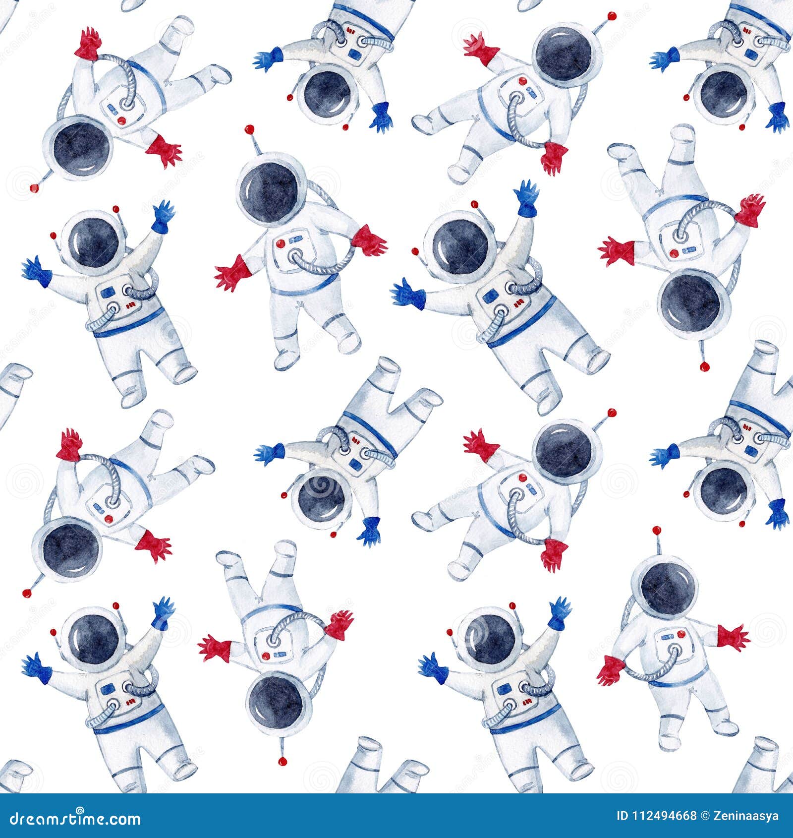 Watercolor Astronaut Pattern Stock Illustration - Illustration of style ...