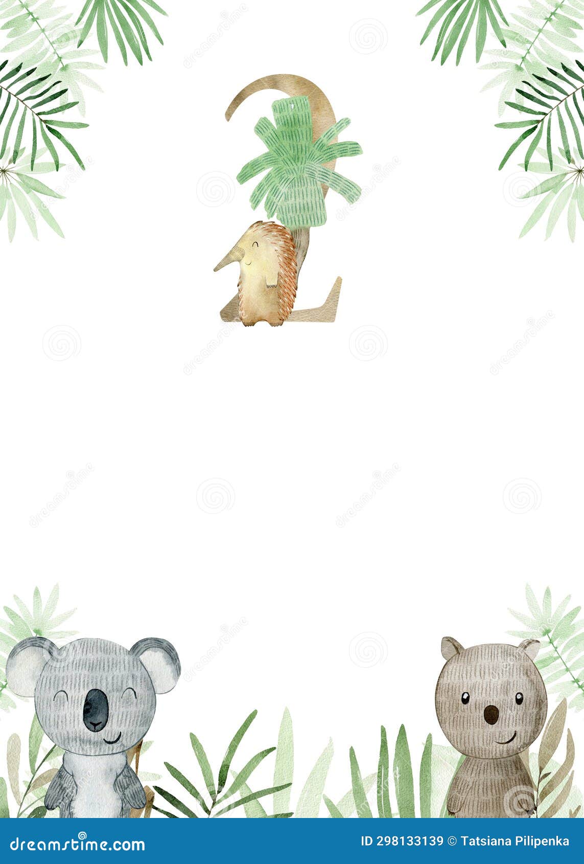 Watercolor Australian Frame. Stock Image - Image of character, wildlife ...