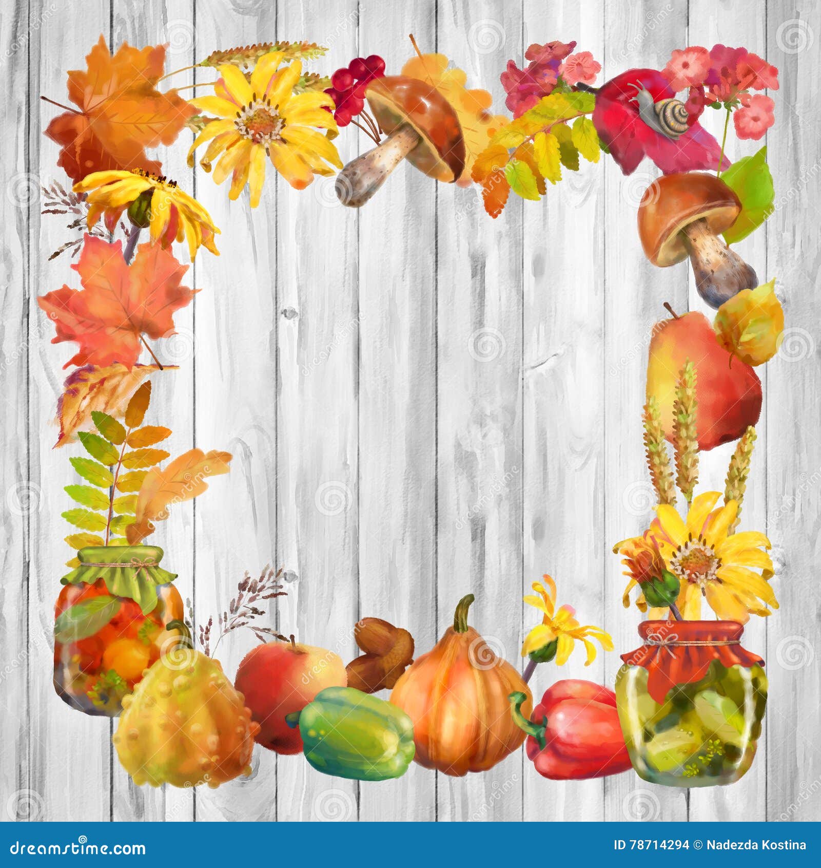 Watercolor Autumn Frame stock illustration. Illustration of artwork ...