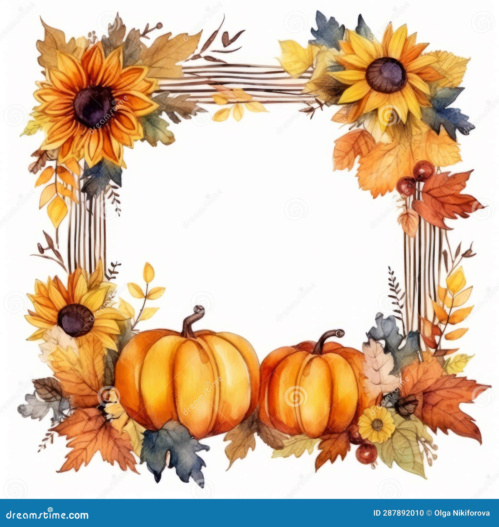 Watercolor Autumn Frame for Postcards, Congratulations Stock ...