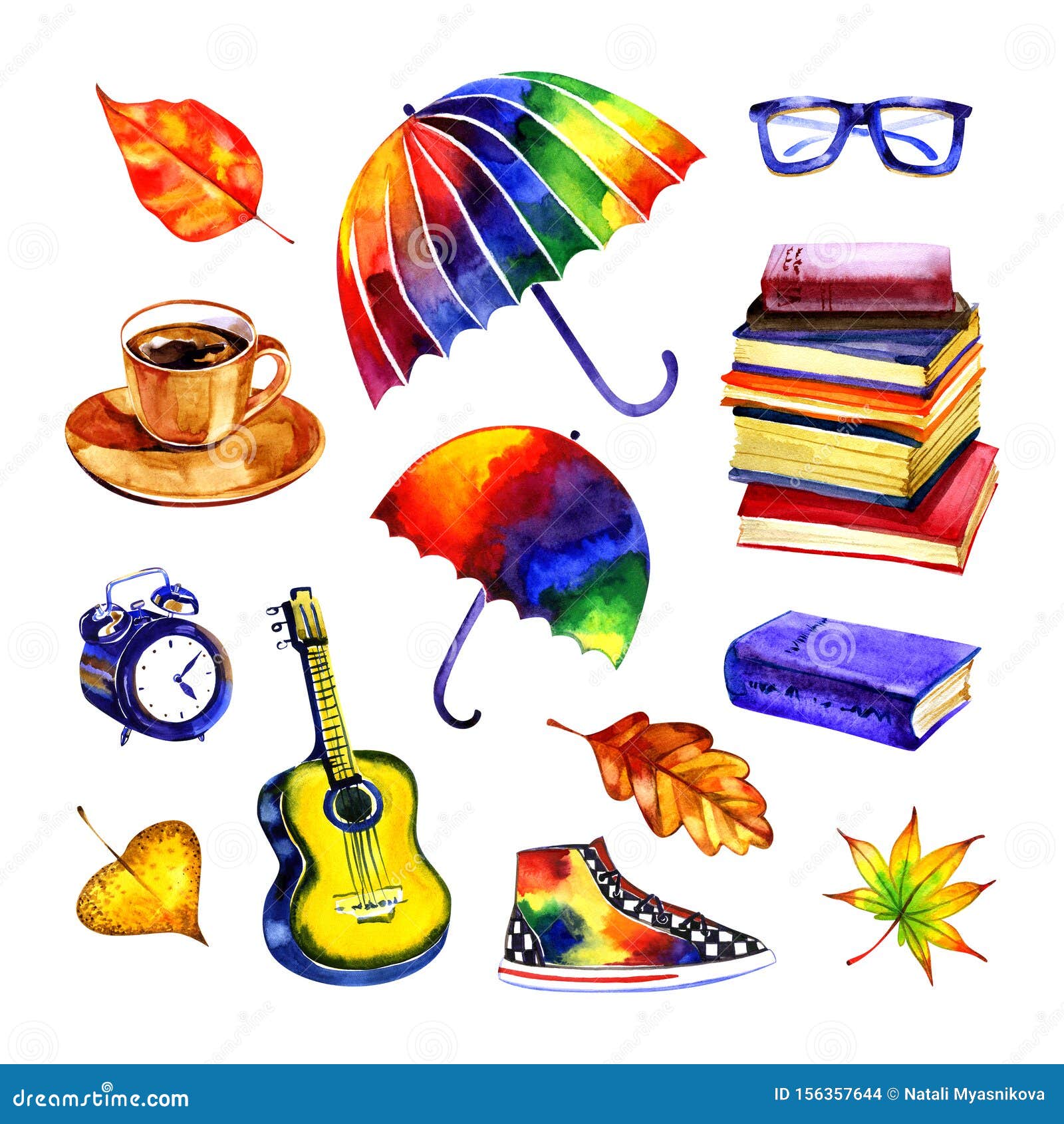 Watercolor Autumn Objects Collection. Autumn Icon, Banner, Logo. Stock ...