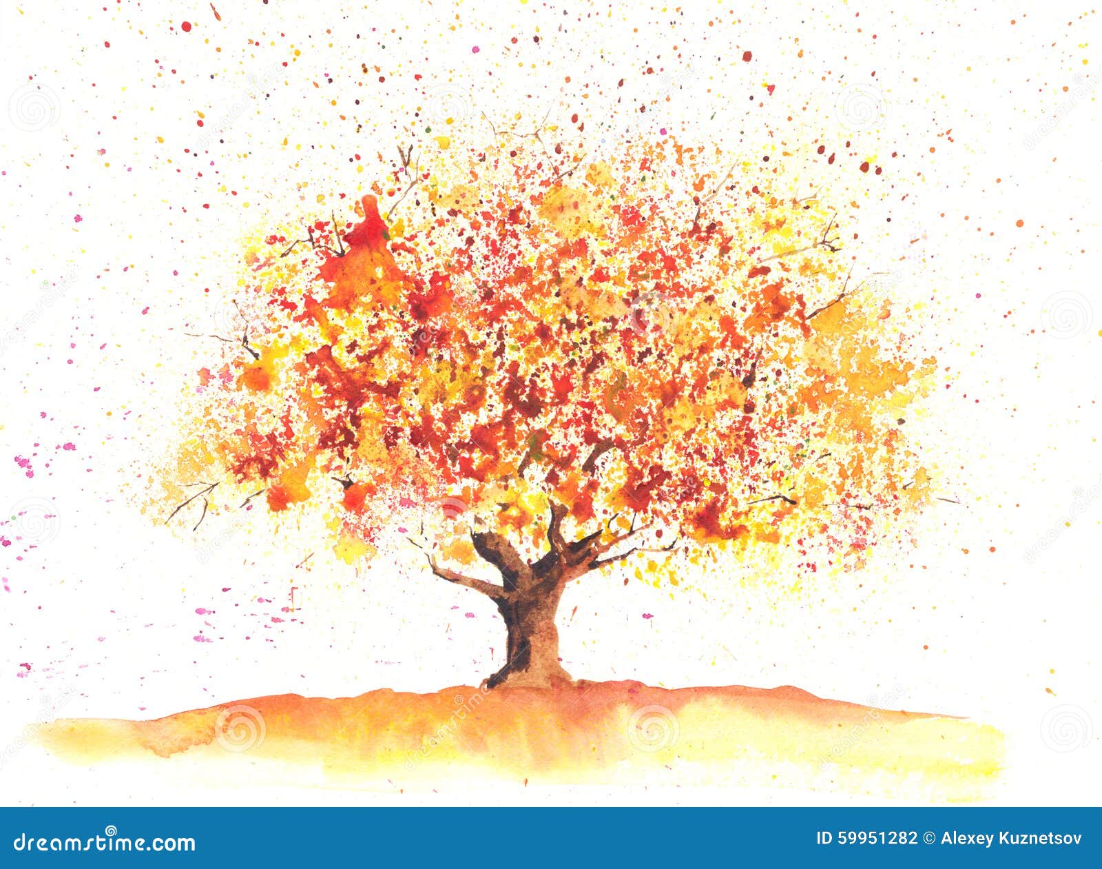 Watercolor autumn tree stock illustration. Illustration of environment ...