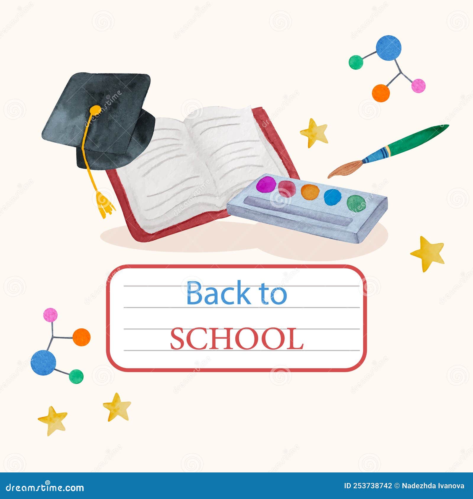 Watercolor Back To School Illustration Vector Illustration Stock Vector ...