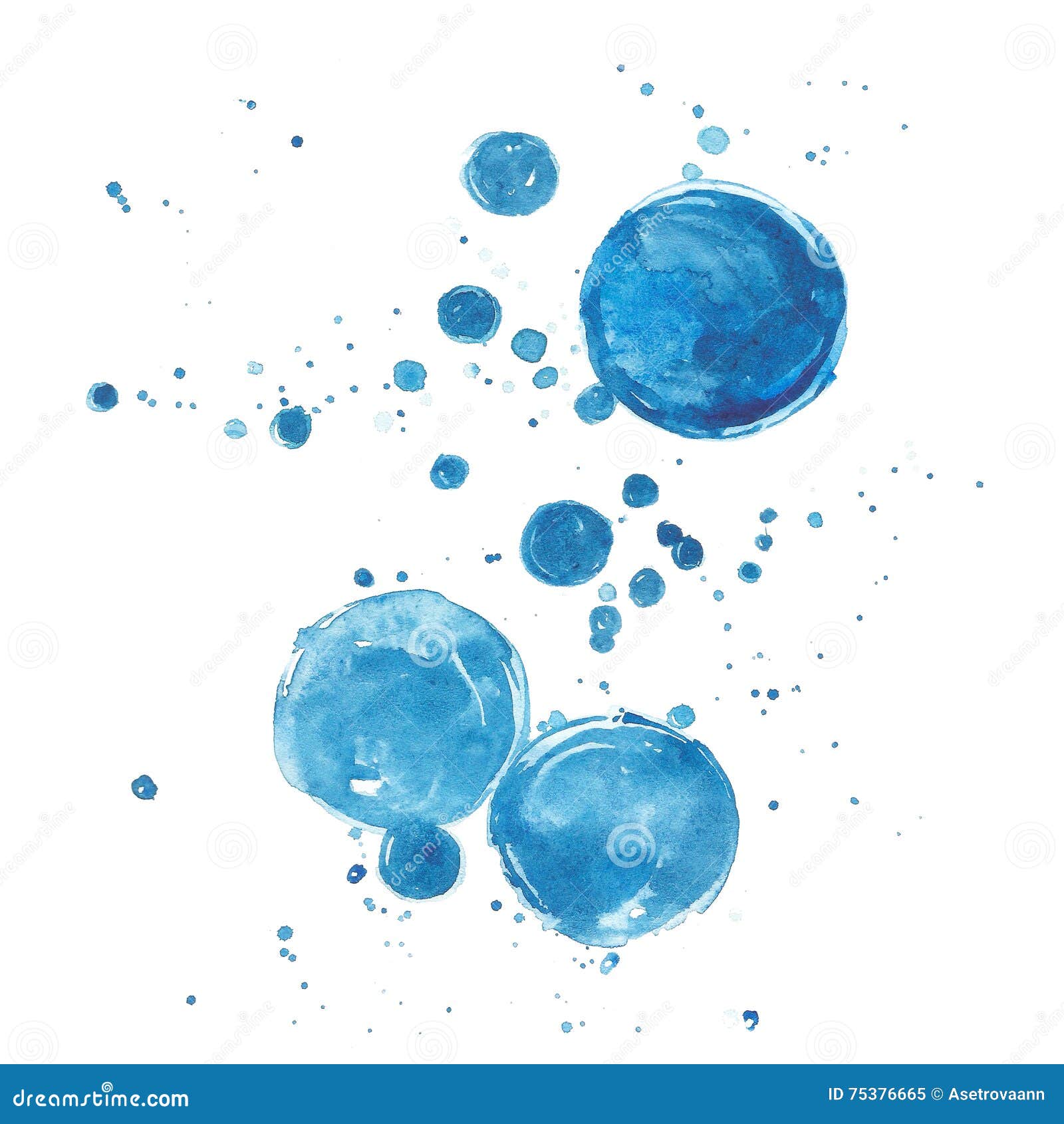 Watercolor Background Blue Bubble Hand Drawing Stock Illustration ...