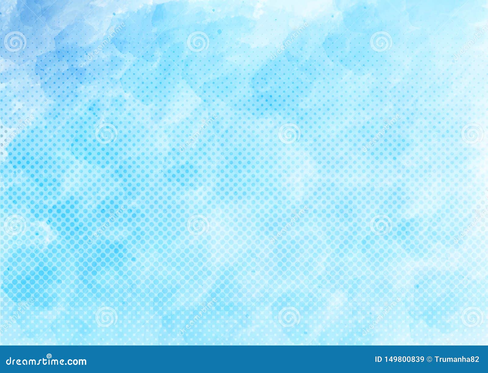 Vector Blue Watercolor and Halftone Dots Pattern Background Stock ...