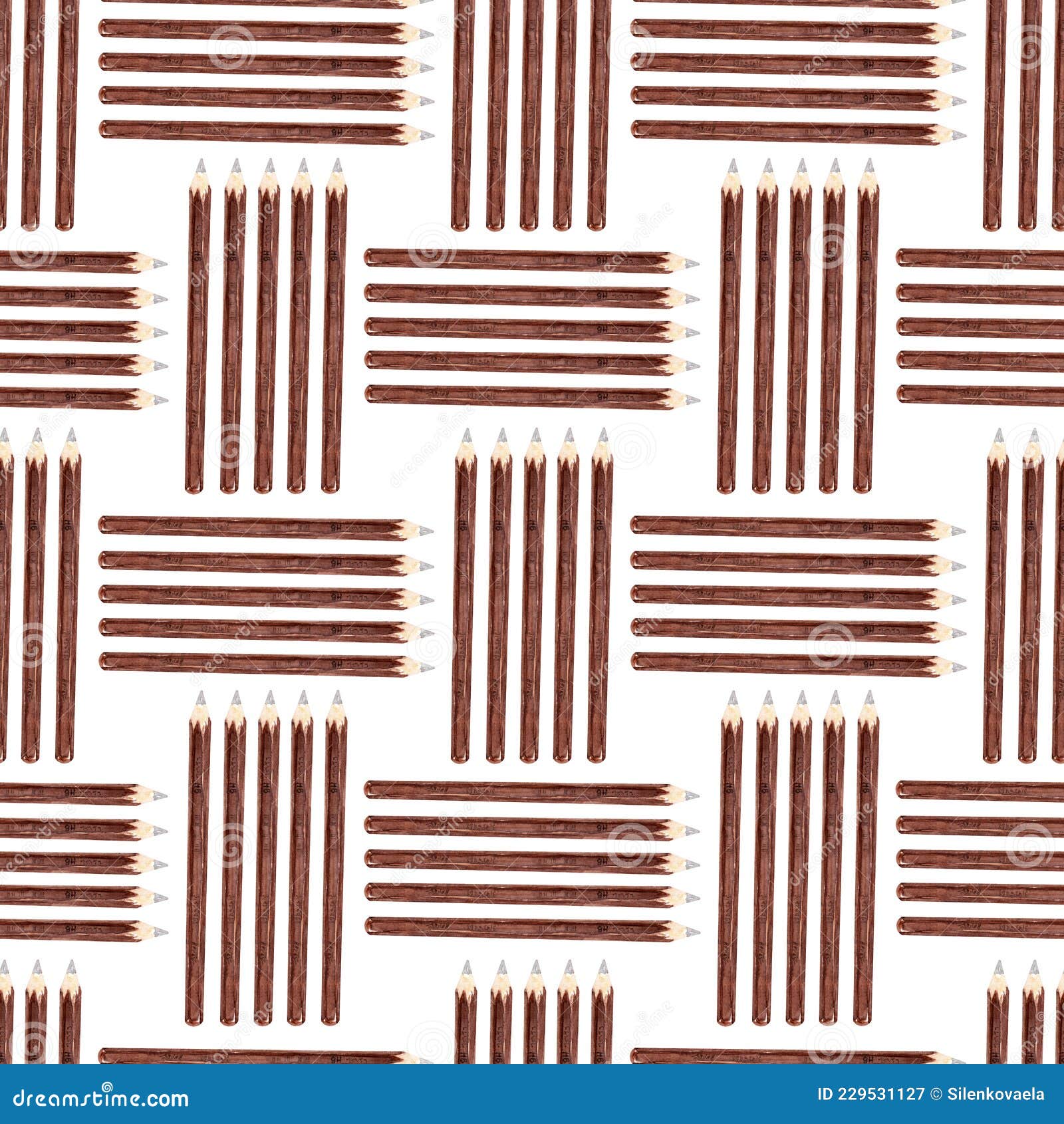 Watercolor Seamless Pattern with Various Objects of Calligraphy Stock ...