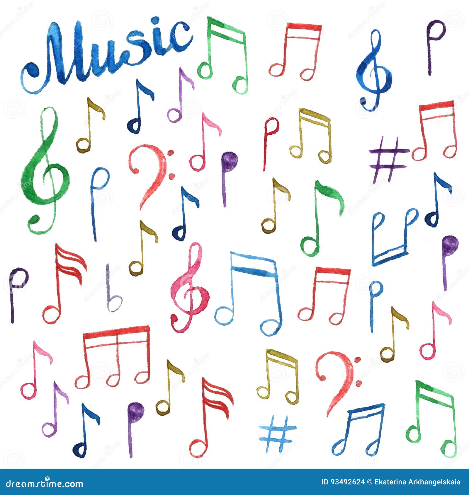 Watercolor Background with Musical Notes Stock Illustration ...