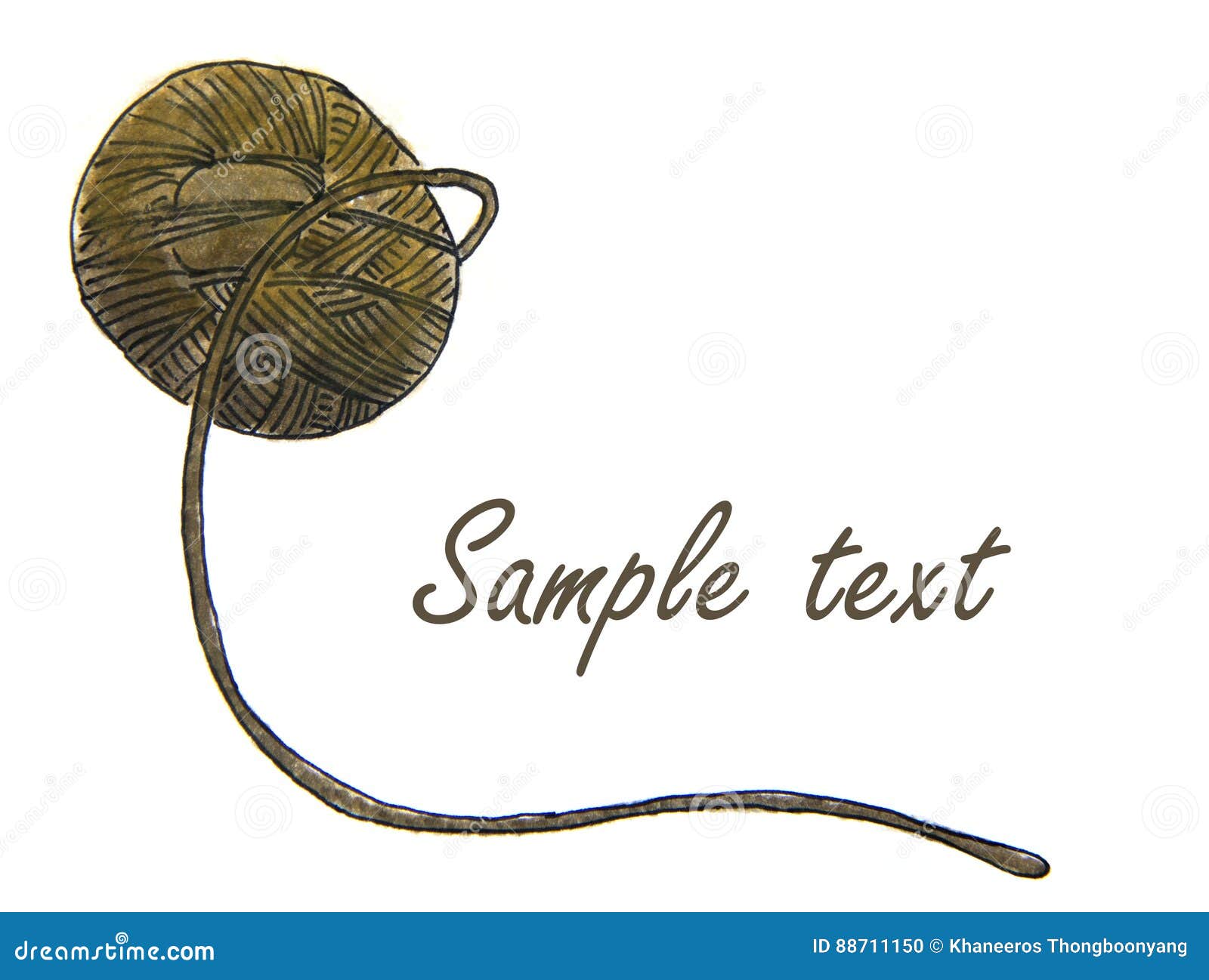 Watercolor Ball of Yarn with Place for Text Stock Illustration ...