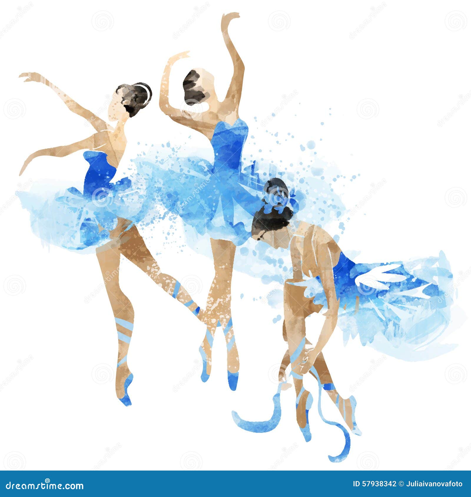Watercolor Ballerinas Dancing Stock Vector - Illustration of action ...