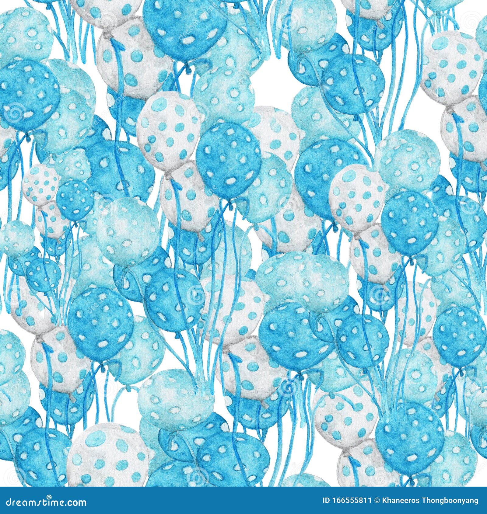 Watercolor Balloon Seamless Pattern. Stock Illustration - Illustration ...