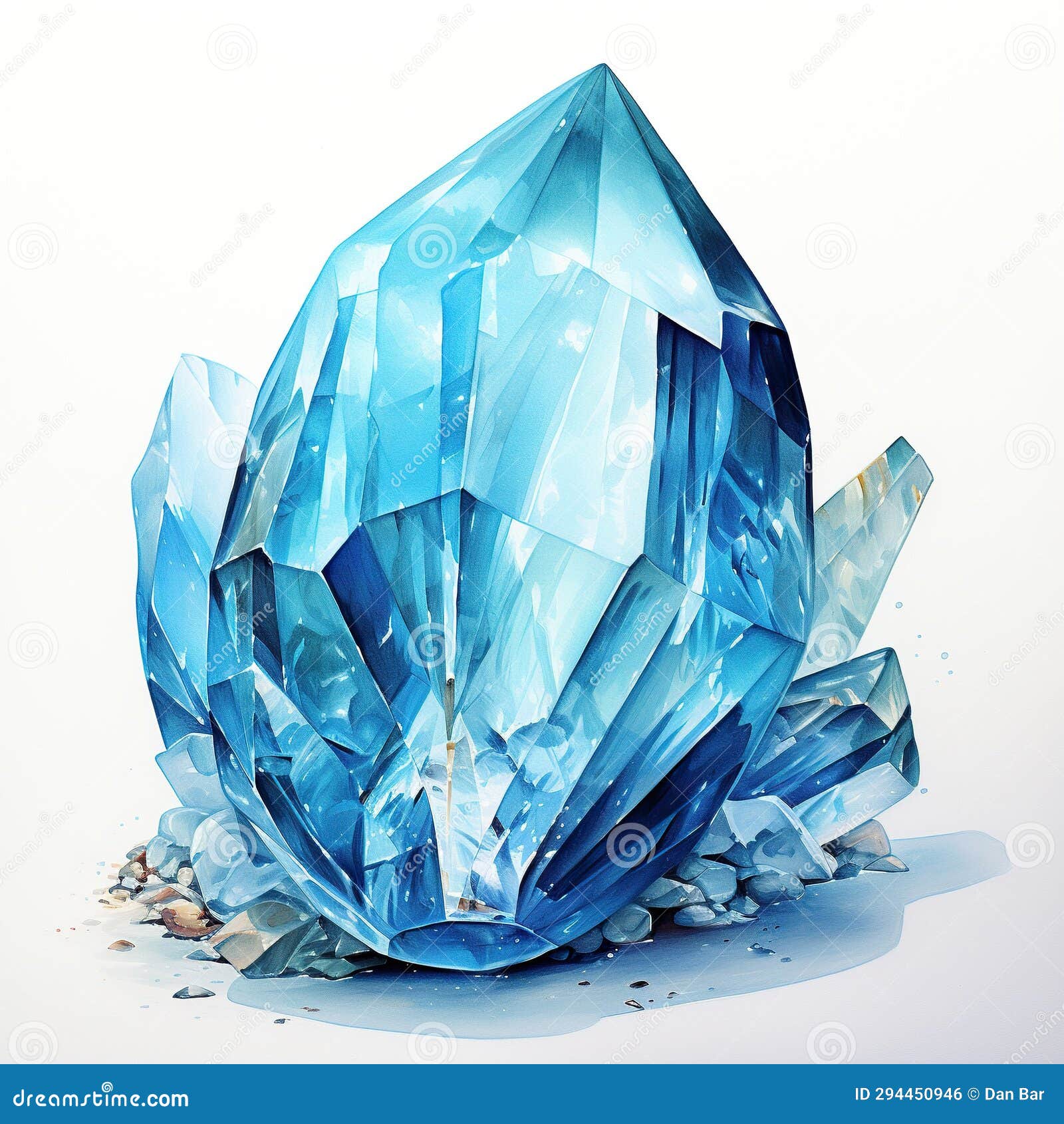 Watercolor Beautiful Gem Stones on White Background. Generative AI ...