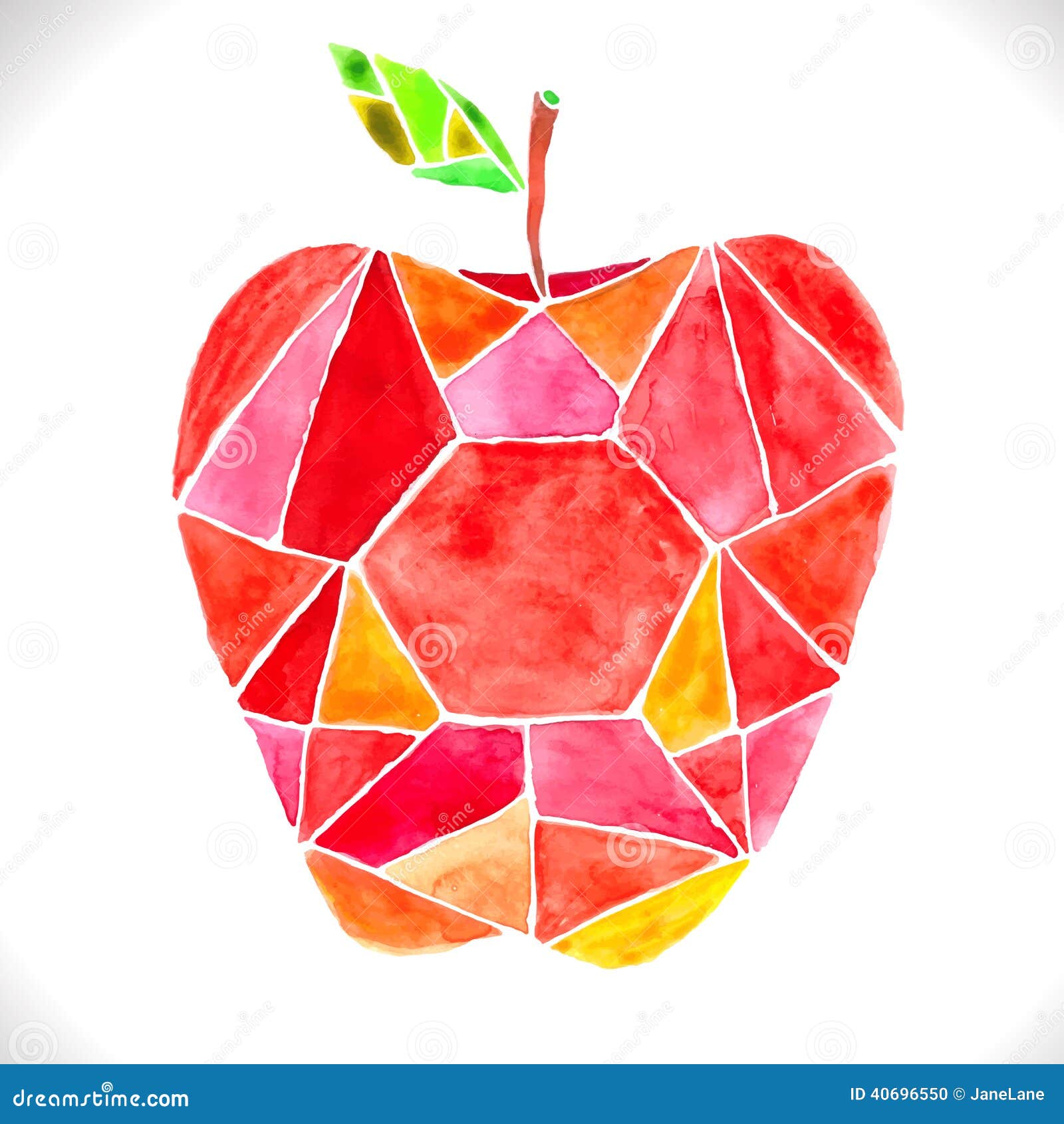 Watercolor Beautiful Mosaic Red Apple Stock Vector - Illustration of ...