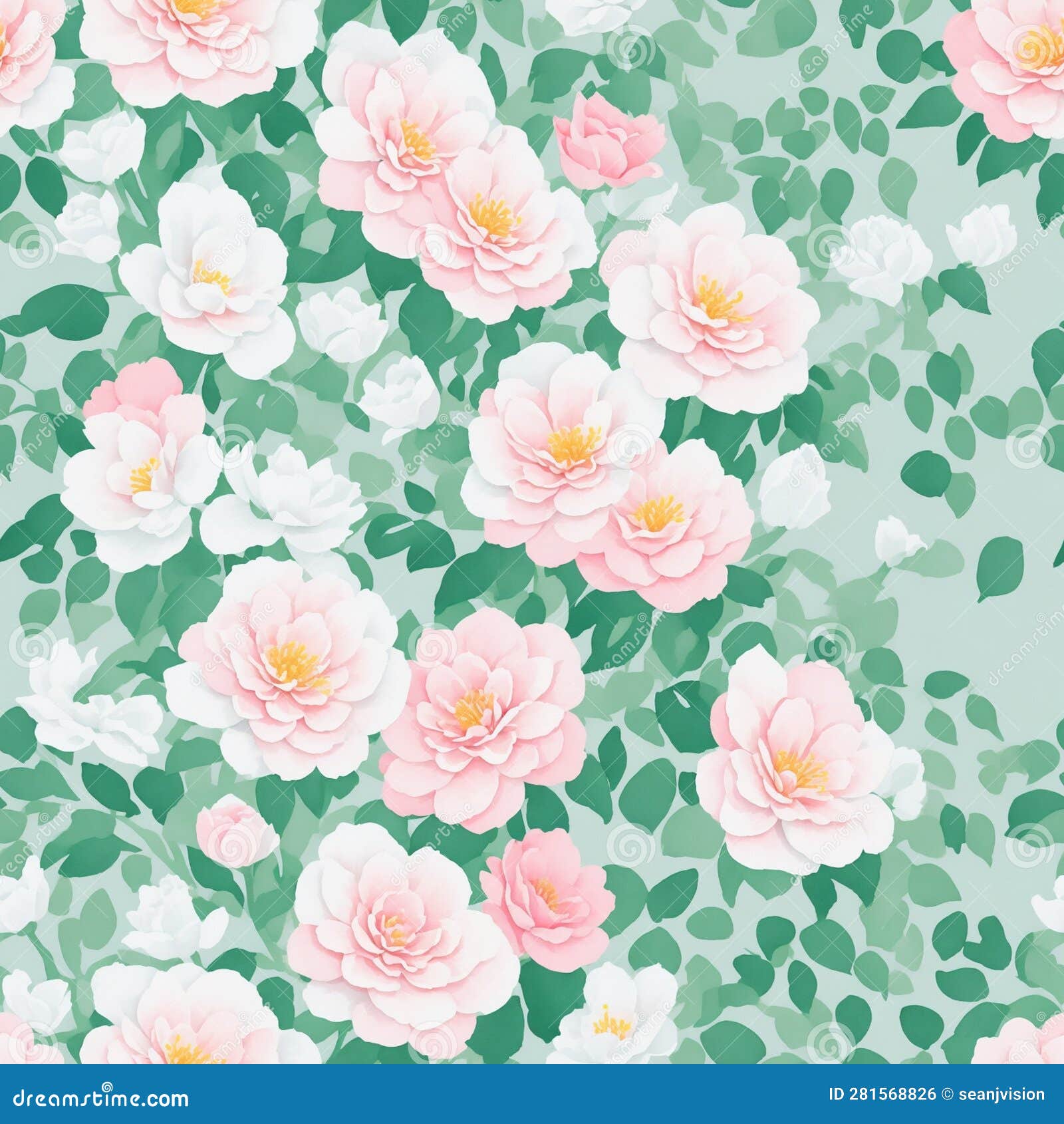 Watercolor Beautiful Pink Gradient Camellia Flower, Tile Seamless ...