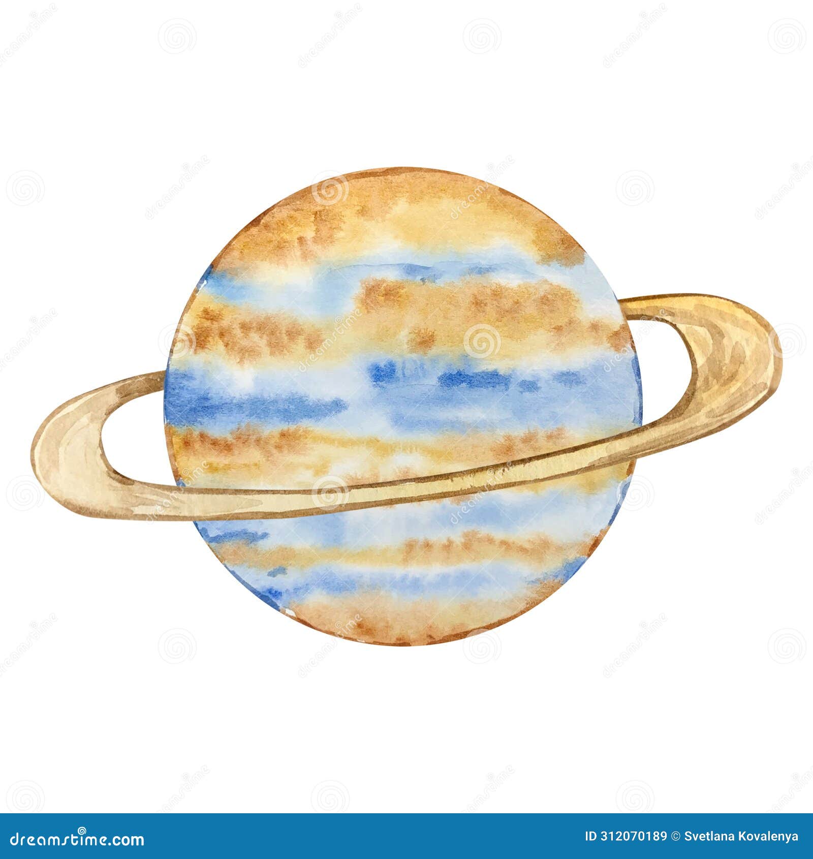Watercolor Beige with Blue Planet, Space Stock Vector - Illustration of ...