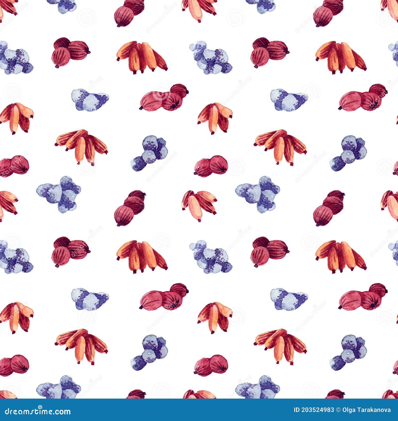 Watercolor berries pattern stock image. Image of painting - 203524983