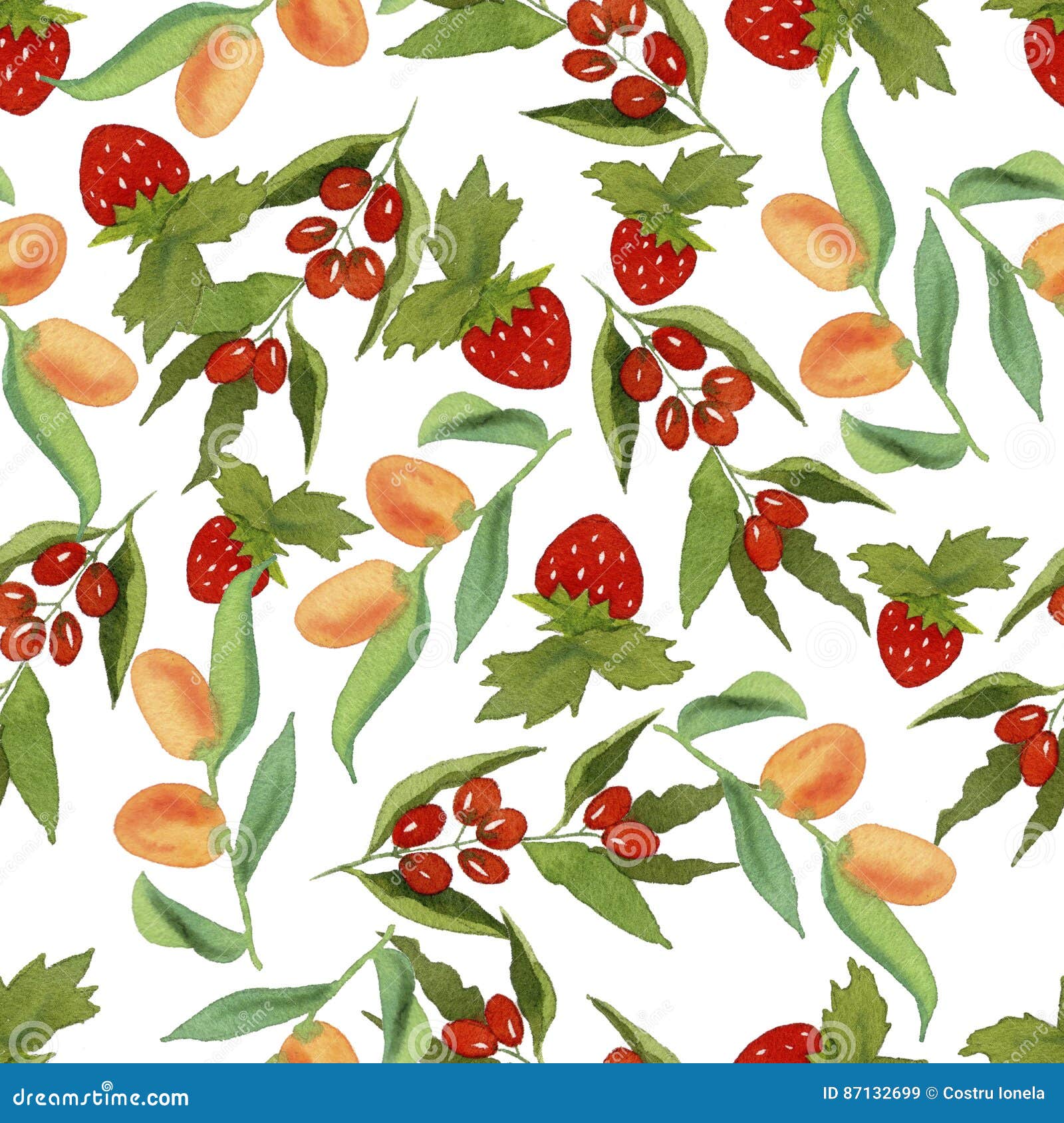 Watercolor Berries Seamless Pattern Stock Illustration - Illustration ...