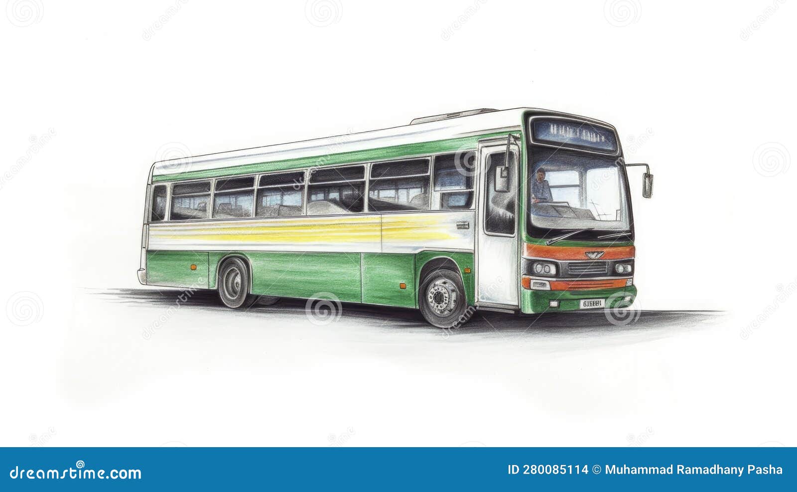 Watercolor Big Bus for Travel and School Stock Illustration ...