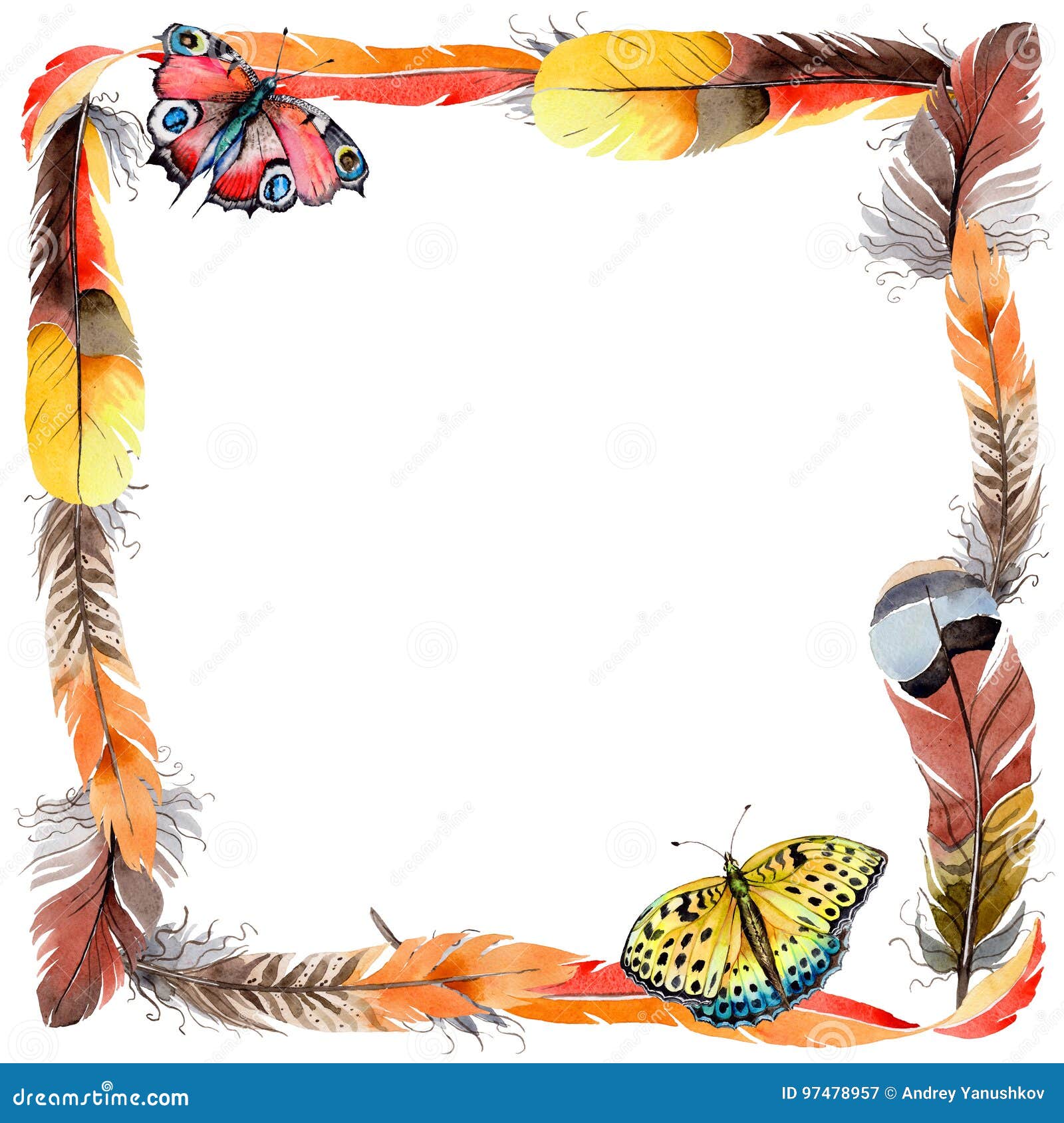 Feather Art Frame Cartoon Vector | CartoonDealer.com #74437649