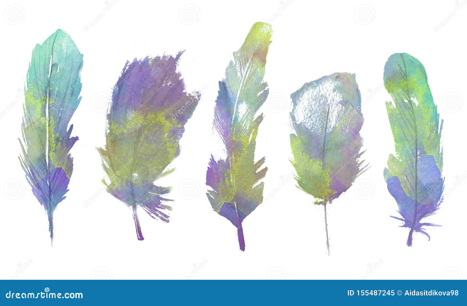 Watercolor bird feathers stock illustration. Illustration of background ...