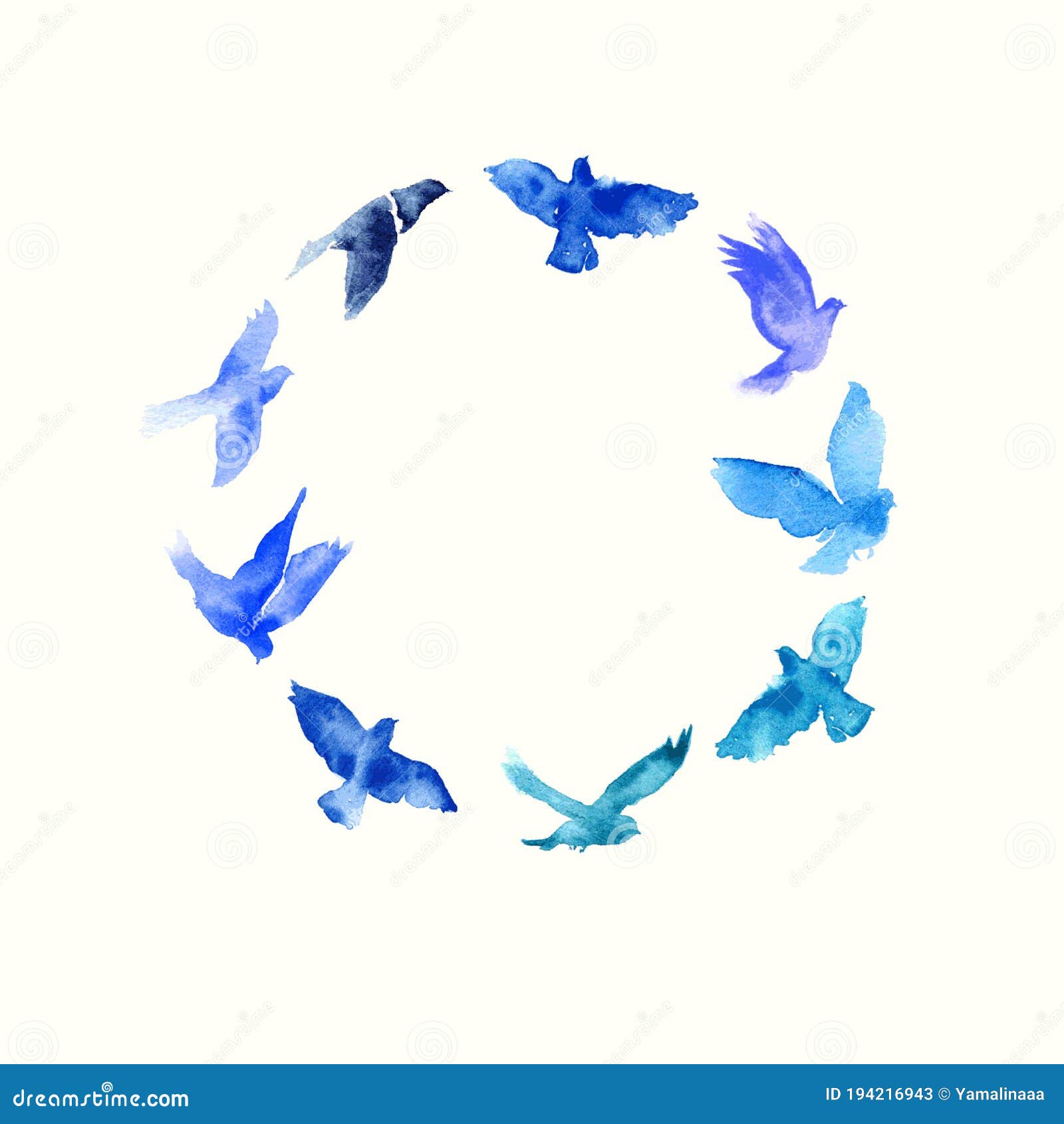 Watercolor Birds in a Circle Stock Vector - Illustration of color ...