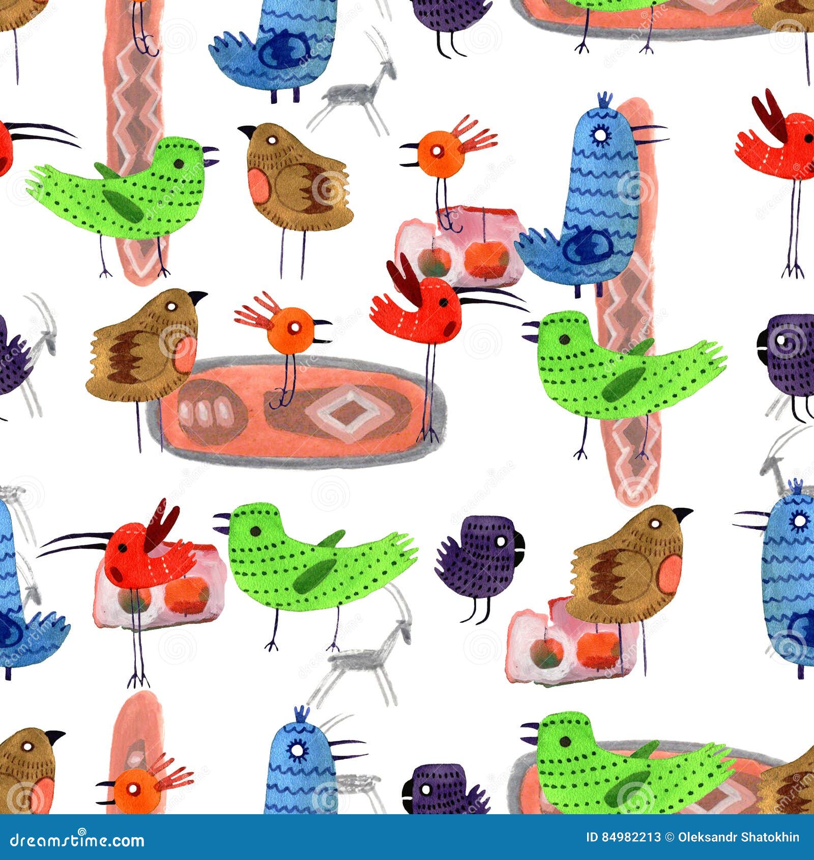 Watercolor birds pattern stock illustration. Illustration of watercolor ...