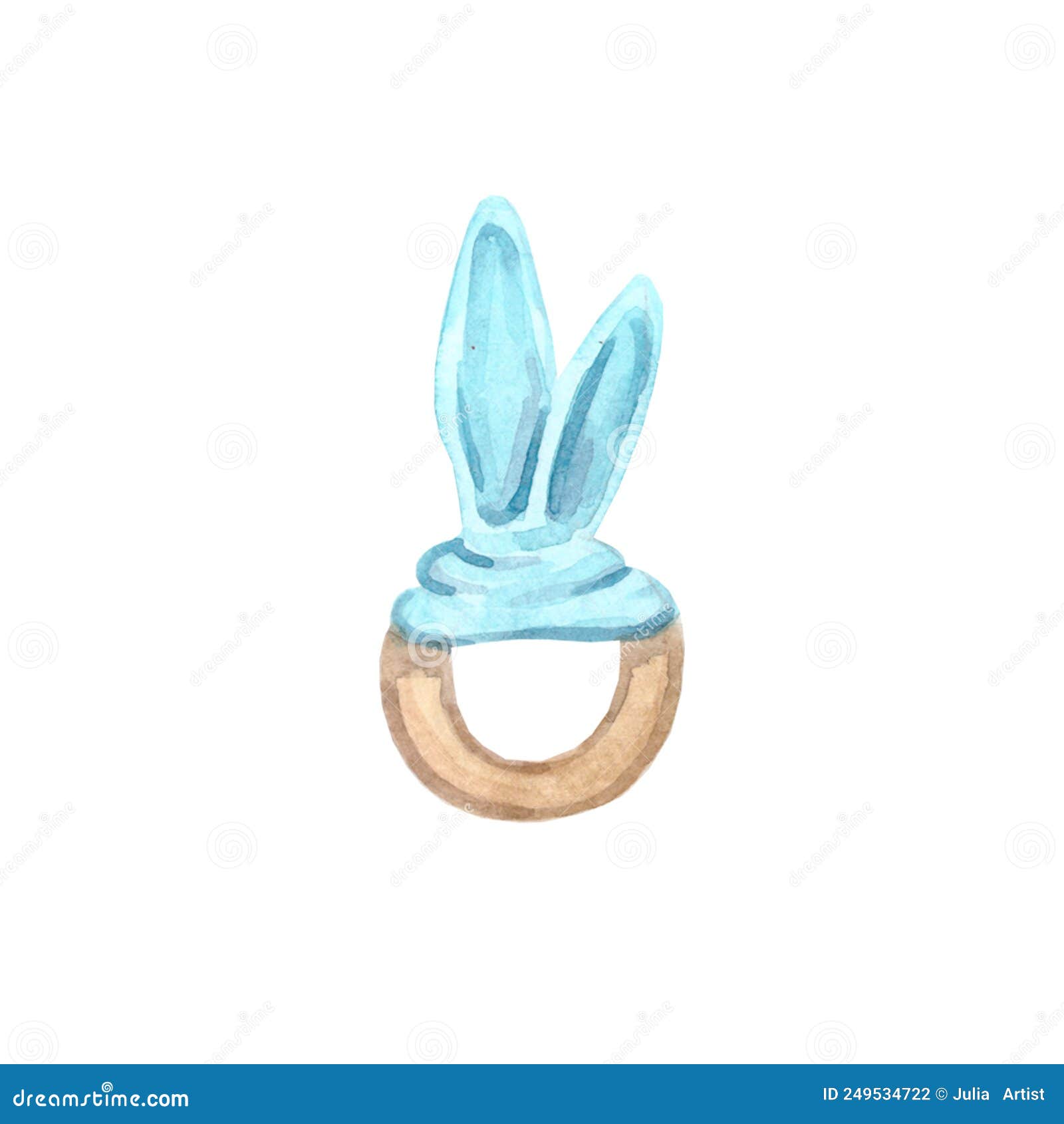 Watercolor Blue Baby Teether Stock Illustration - Illustration of ...
