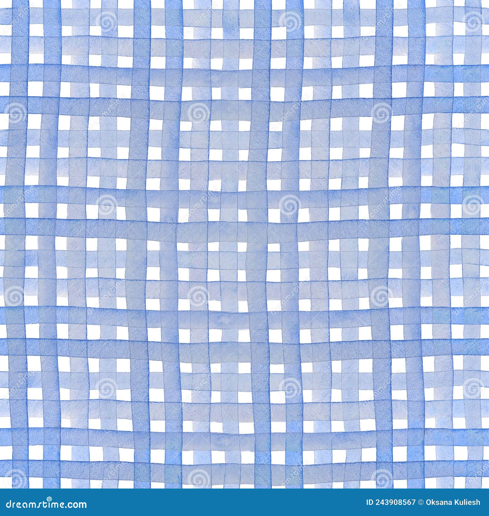Watercolor Blue Checkered Pattern Seamless Stock Image - Image of ...