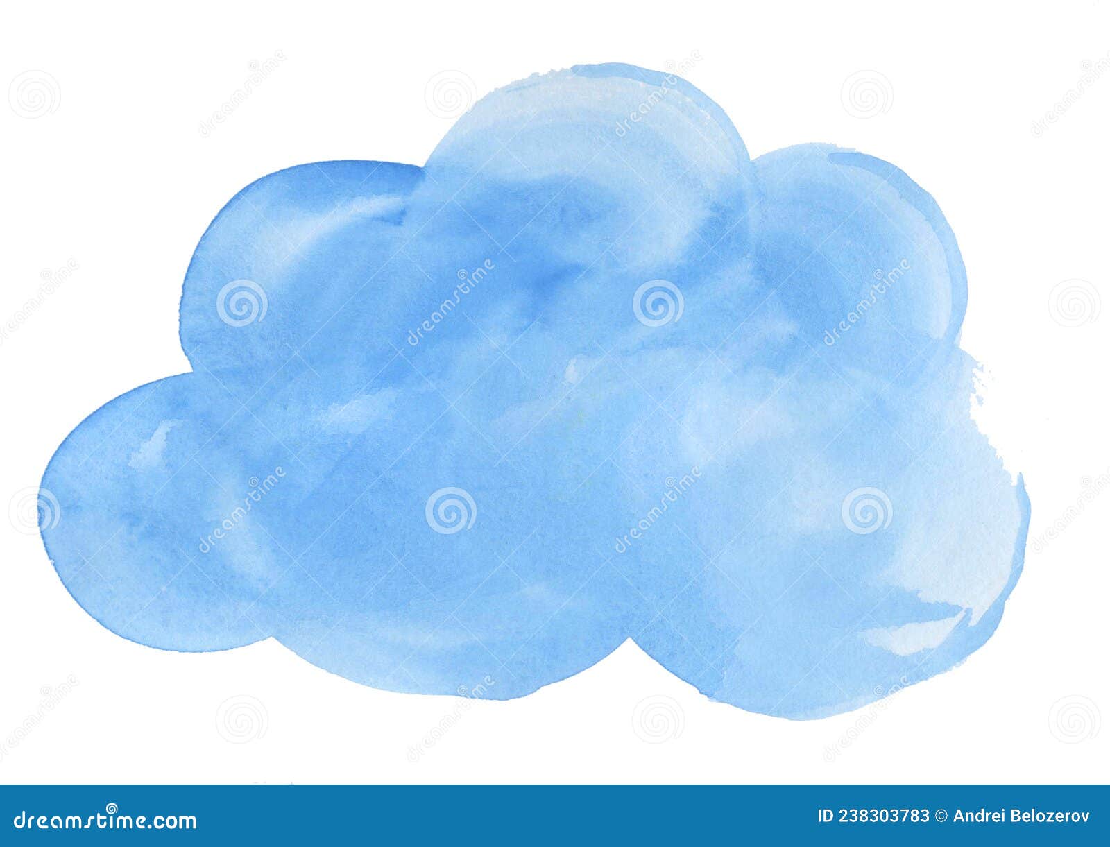 Watercolor blue cloud stock illustration. Illustration of isolated ...
