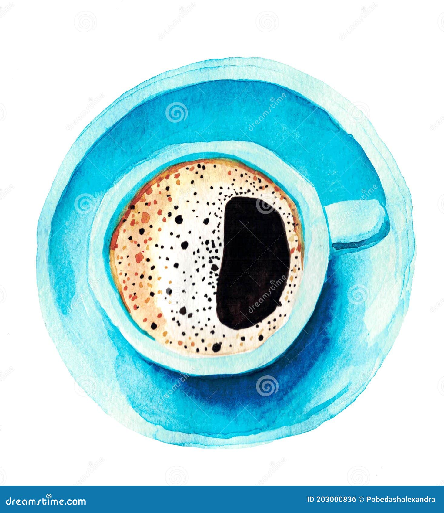 Watercolor the Isolated Blue Cup of Coffee Stock Photo - Image of ...