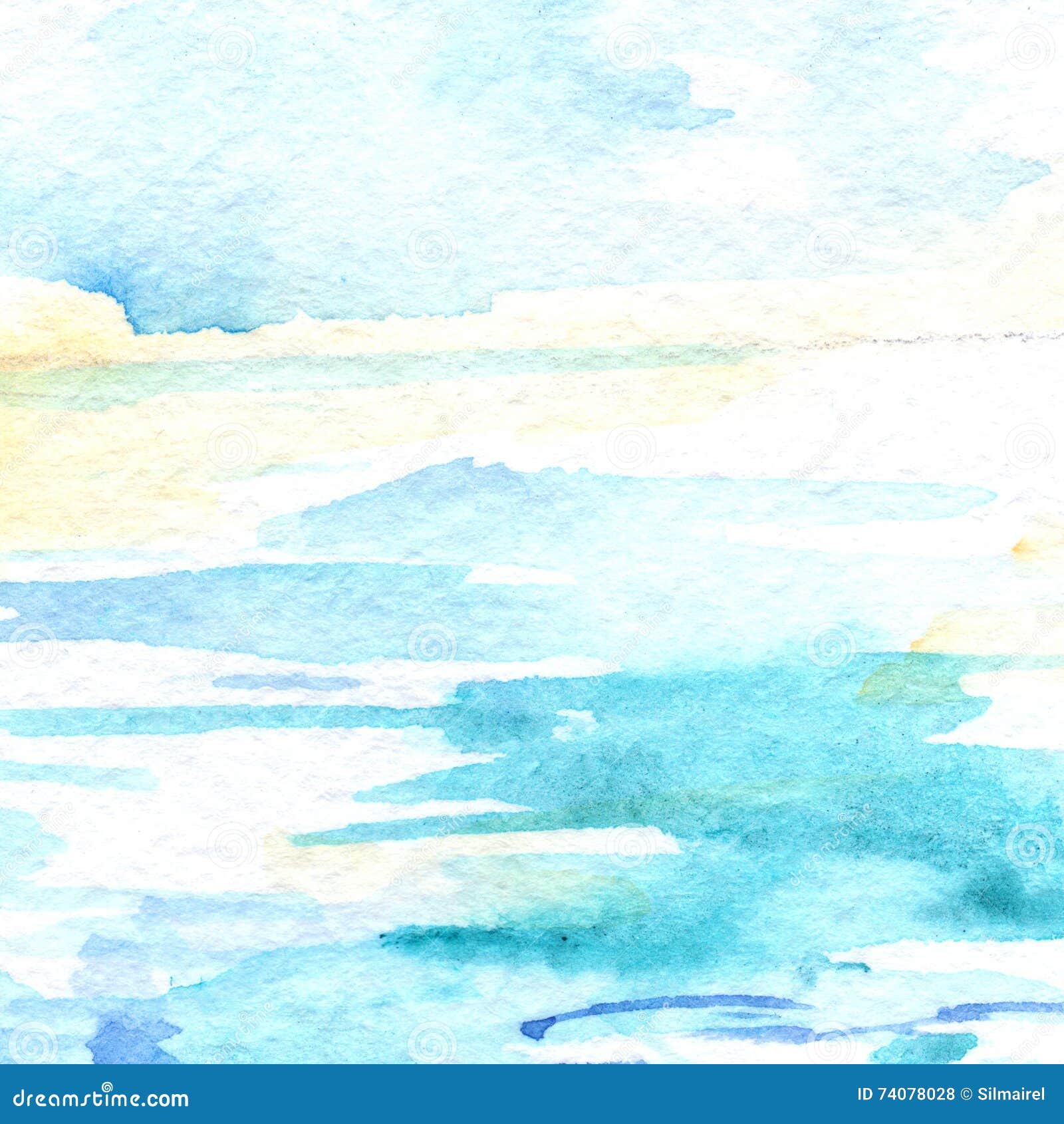 Watercolor Blue Cyan Water Sky Texture Background Stock Illustration ...