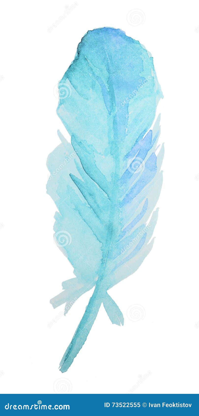 Watercolor blue Feather stock illustration. Illustration of paper ...
