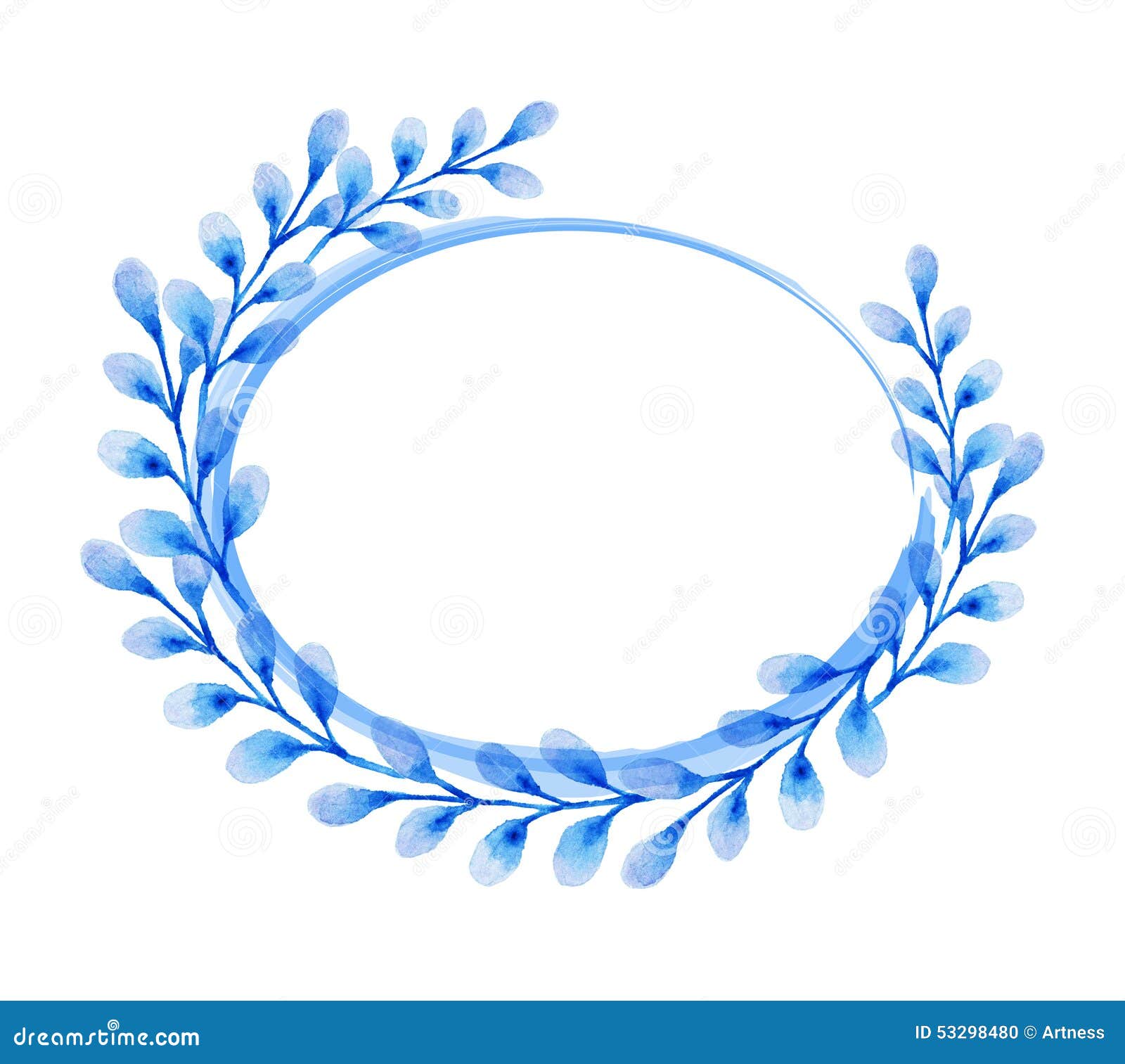 Watercolor Blue Floral Frame Stock Illustration - Illustration of ...