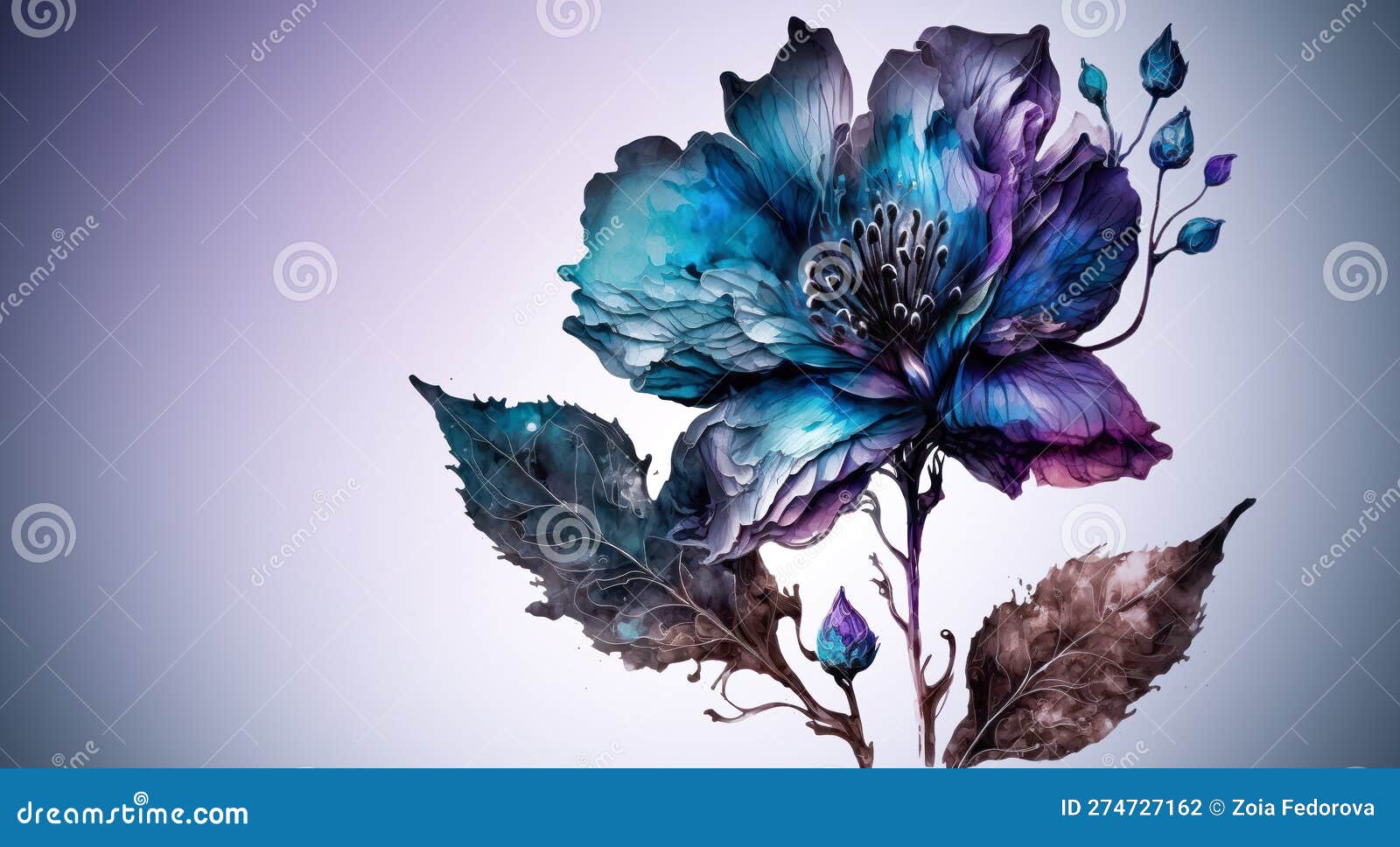 Watercolor Blue Flower stock illustration. Illustration of painting ...