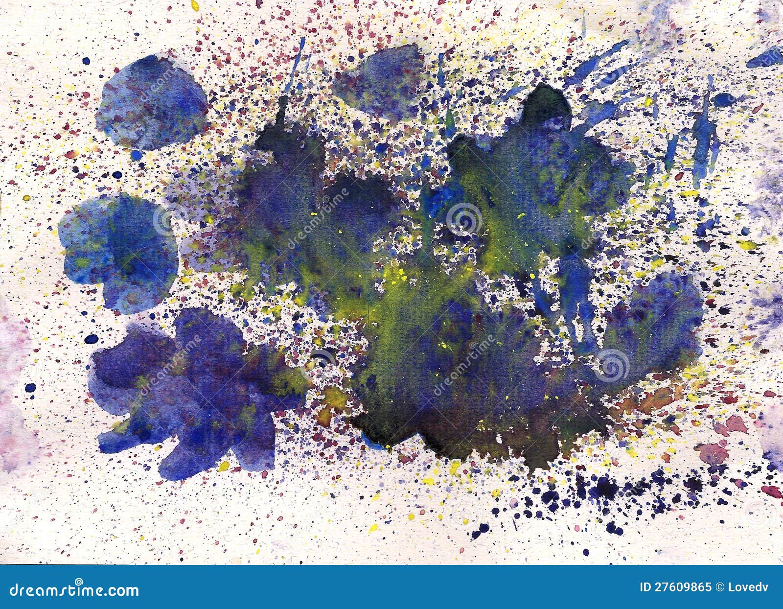 Watercolor Blue Flower with Splash Effects Stock Image - Image of ...